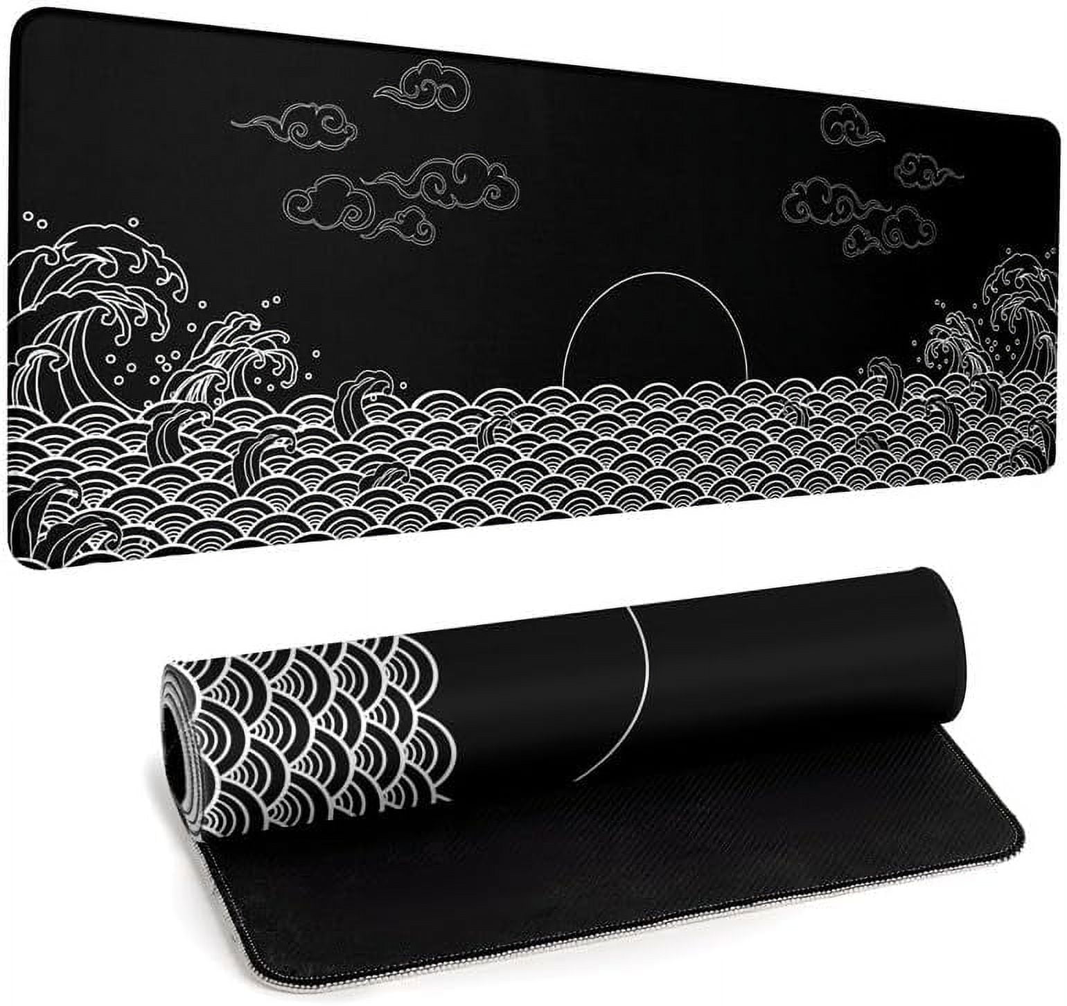 Japanese Sea Wave Gaming Mouse Pad Black Large Anime Mousepad Extended ...