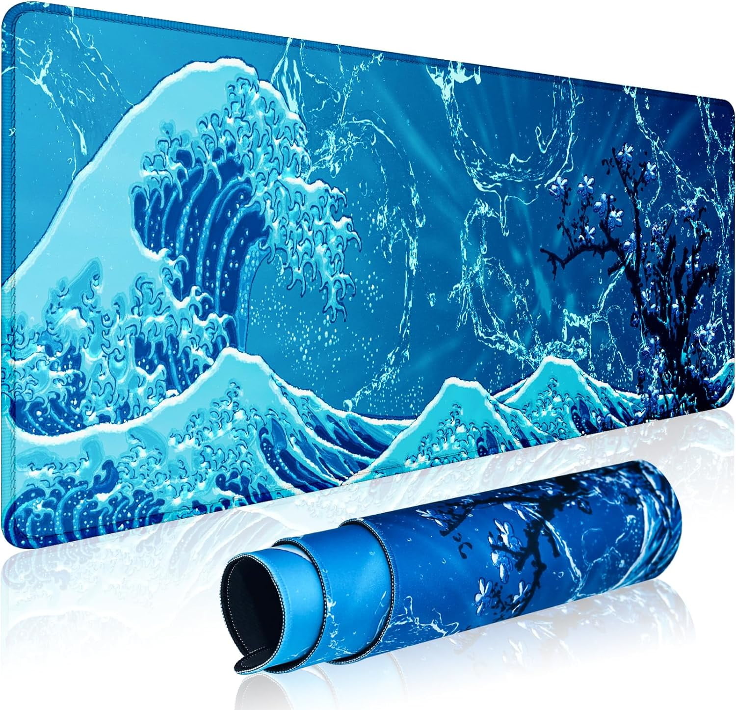 Japanese Sea Wave Gaming Mouse Pad Large,XL Desk Pad Computer Mouse Pad ...