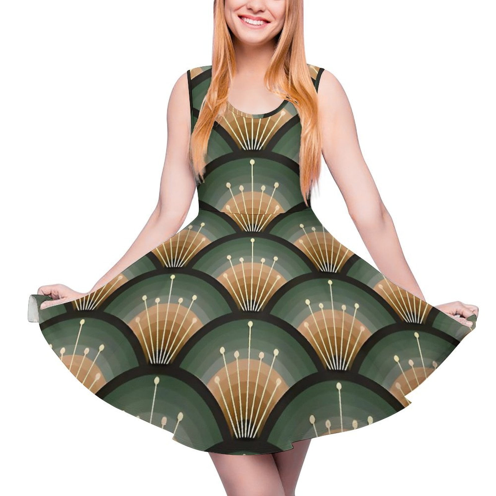 Japanese Seigaiha Dress Green Yellow Street Style Dresses Womens Skate ...