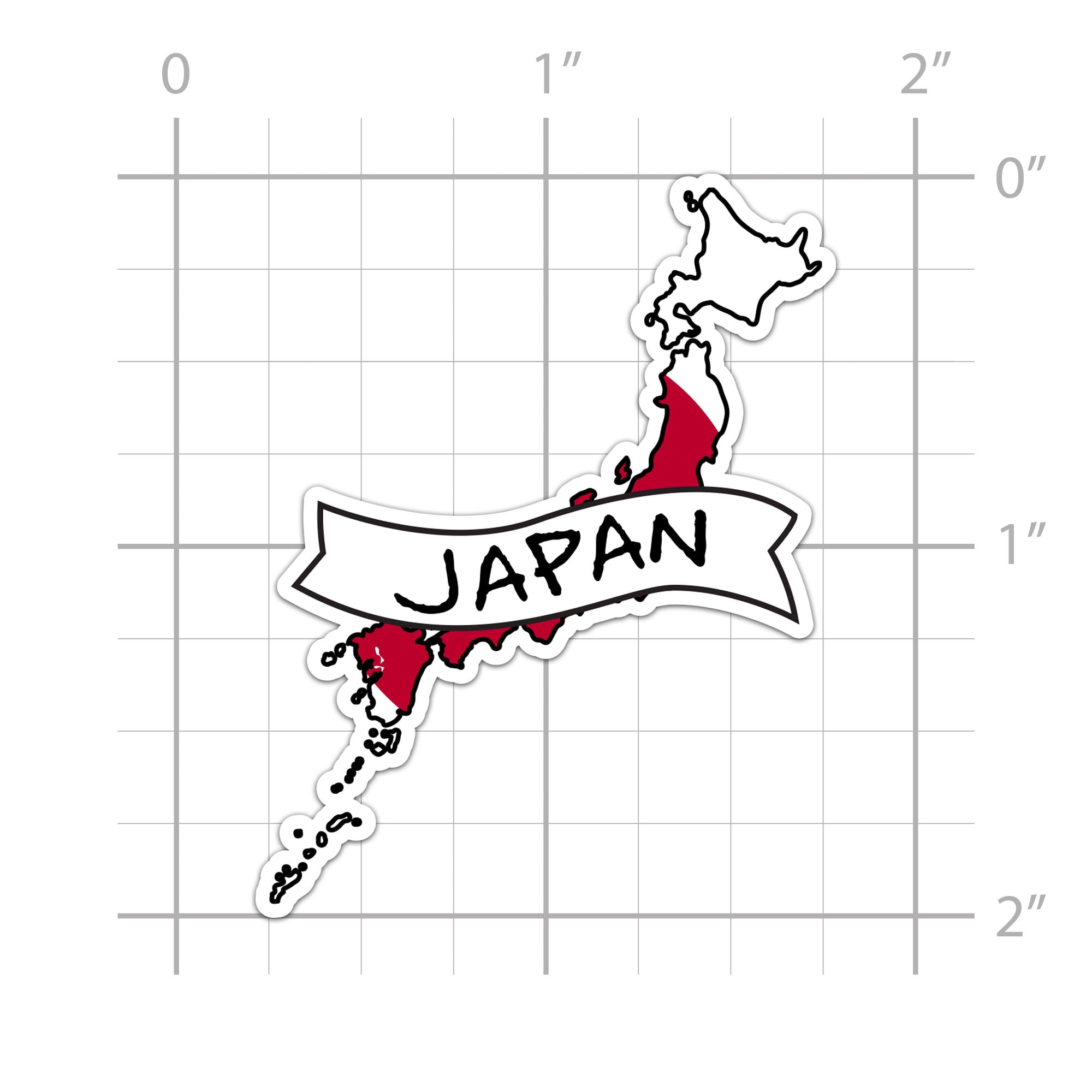 Japanese Shaped Japan Flag Sticker for water bottle phone tumbler hard ...