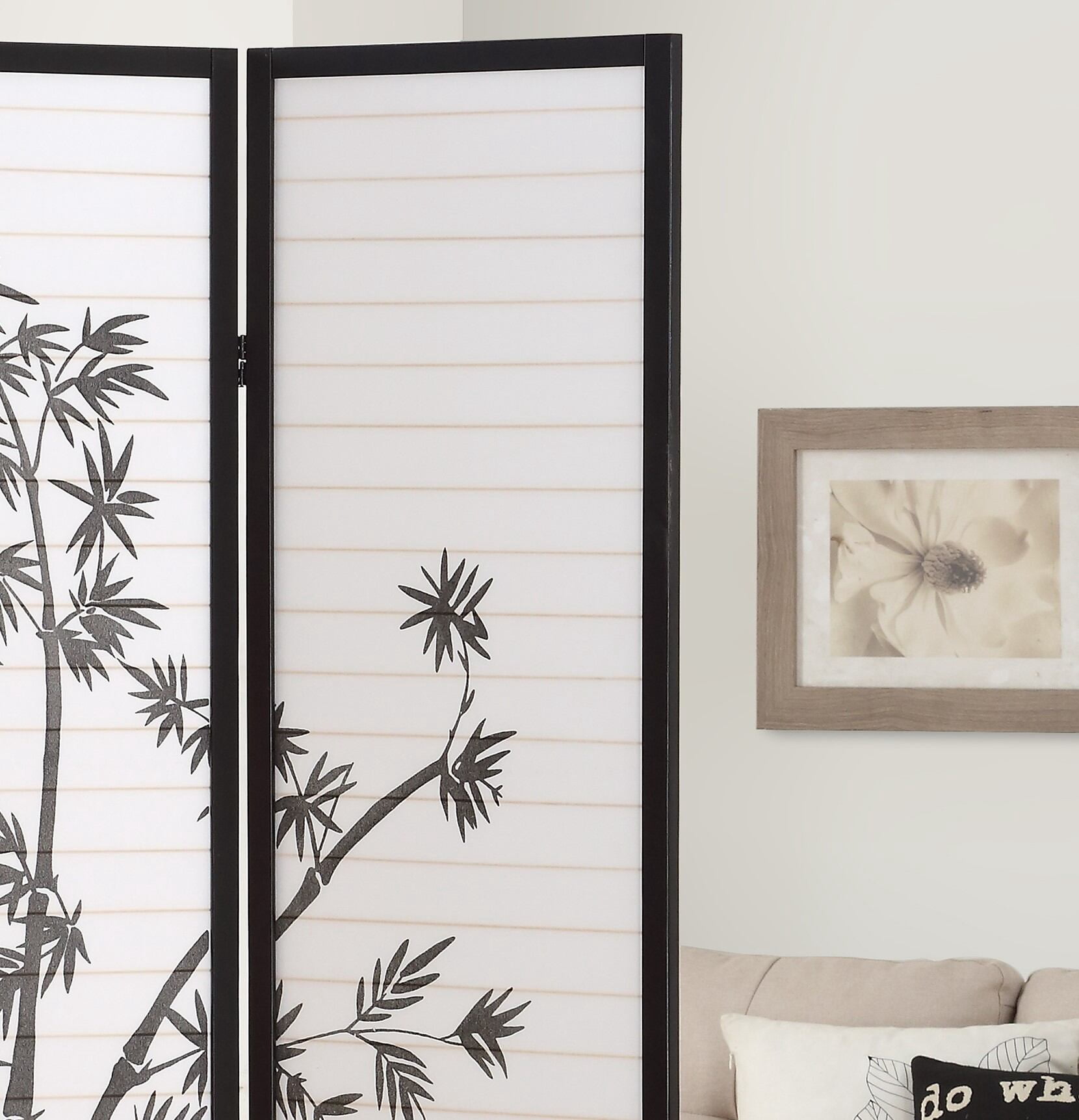 Japanese Shoji Room Divider 3 Panel Folding Screen for Privacy, Black ...
