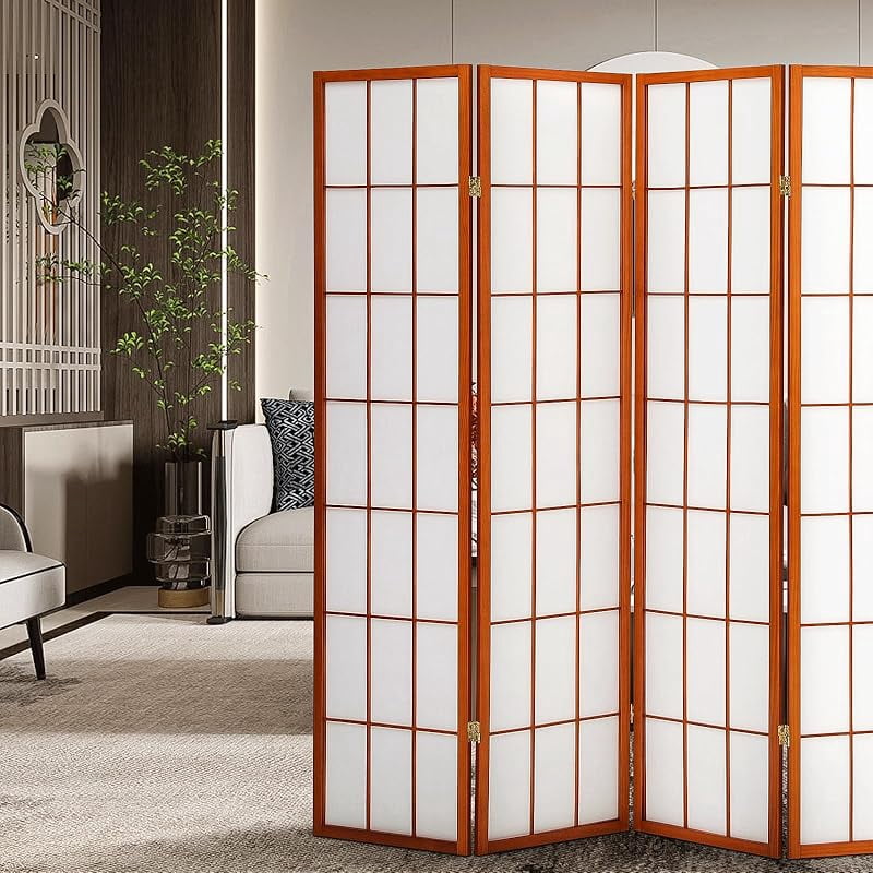 Japanese Shoji Room Divider, 3-Panel Wooden Foldable Freestanding ...