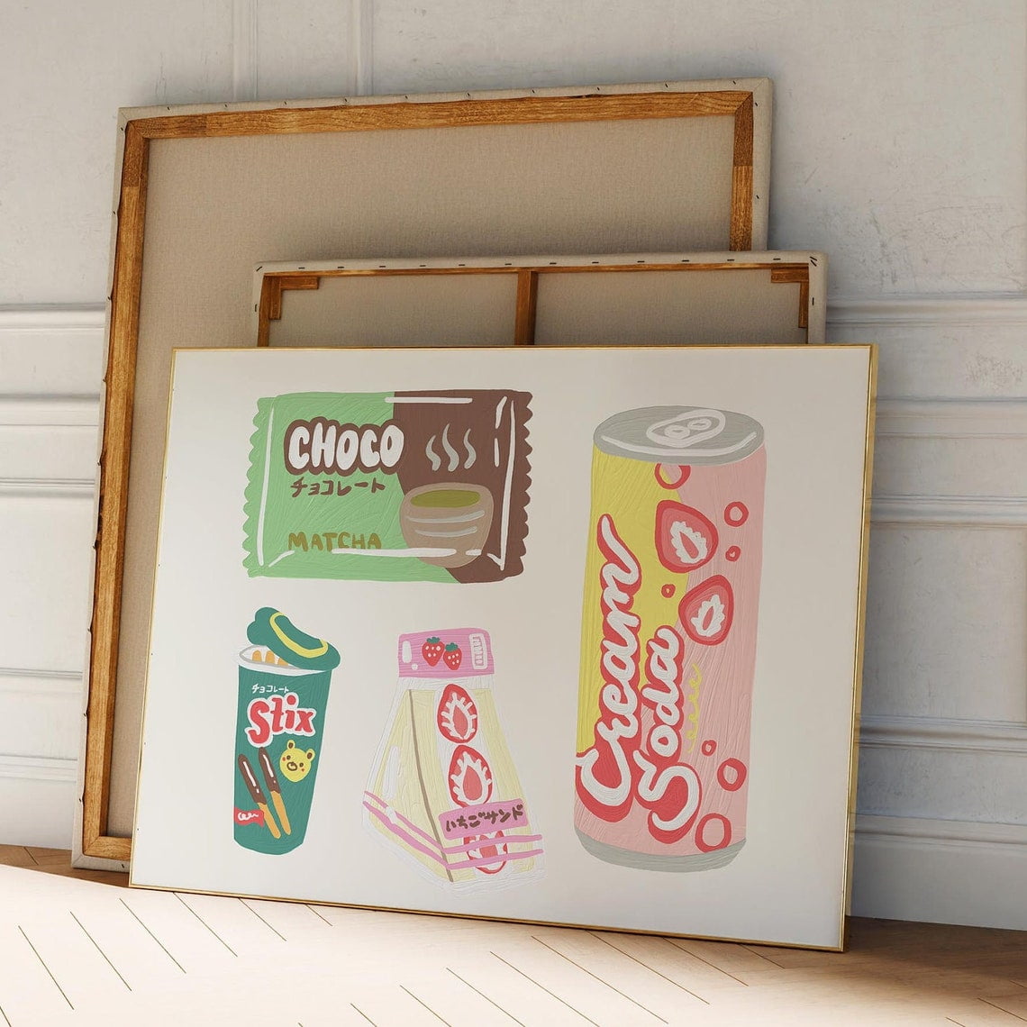 Japanese Snack Art Print Cute Kawaii Wall Decor Matcha Cream Soda ...