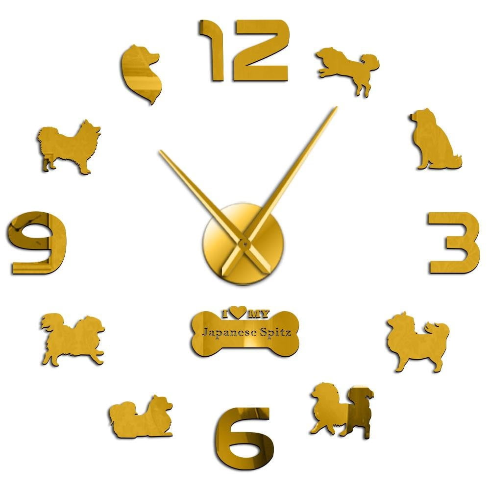 Japanese Spitz Dog Animal Acrylic Large Wall Clock Puppy Pet Shop ...