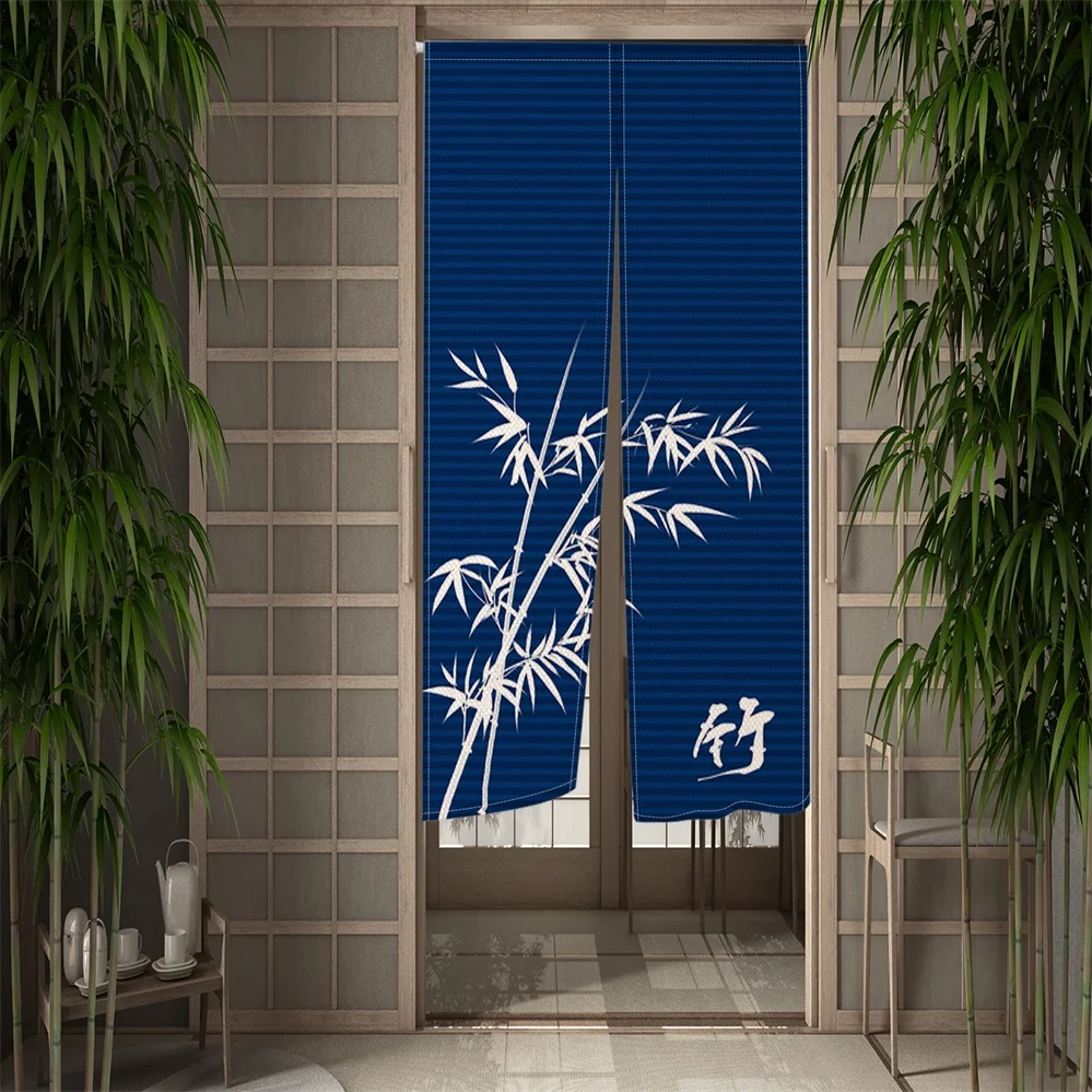 Japanese Split Door Curtain Chinese Bamboo Forest Plant Linen Cotton ...
