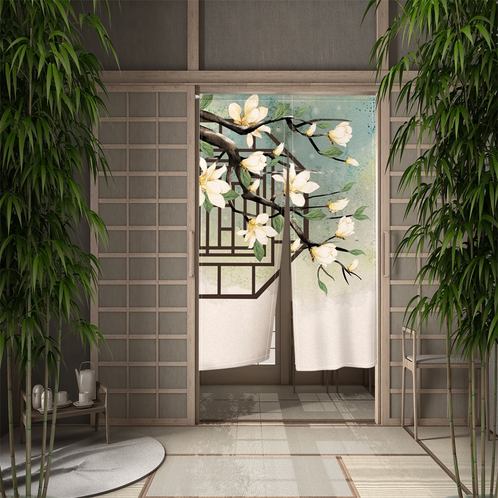 Japanese Split Door Curtain Chinese Bamboo Forest Plant Linen Cotton ...