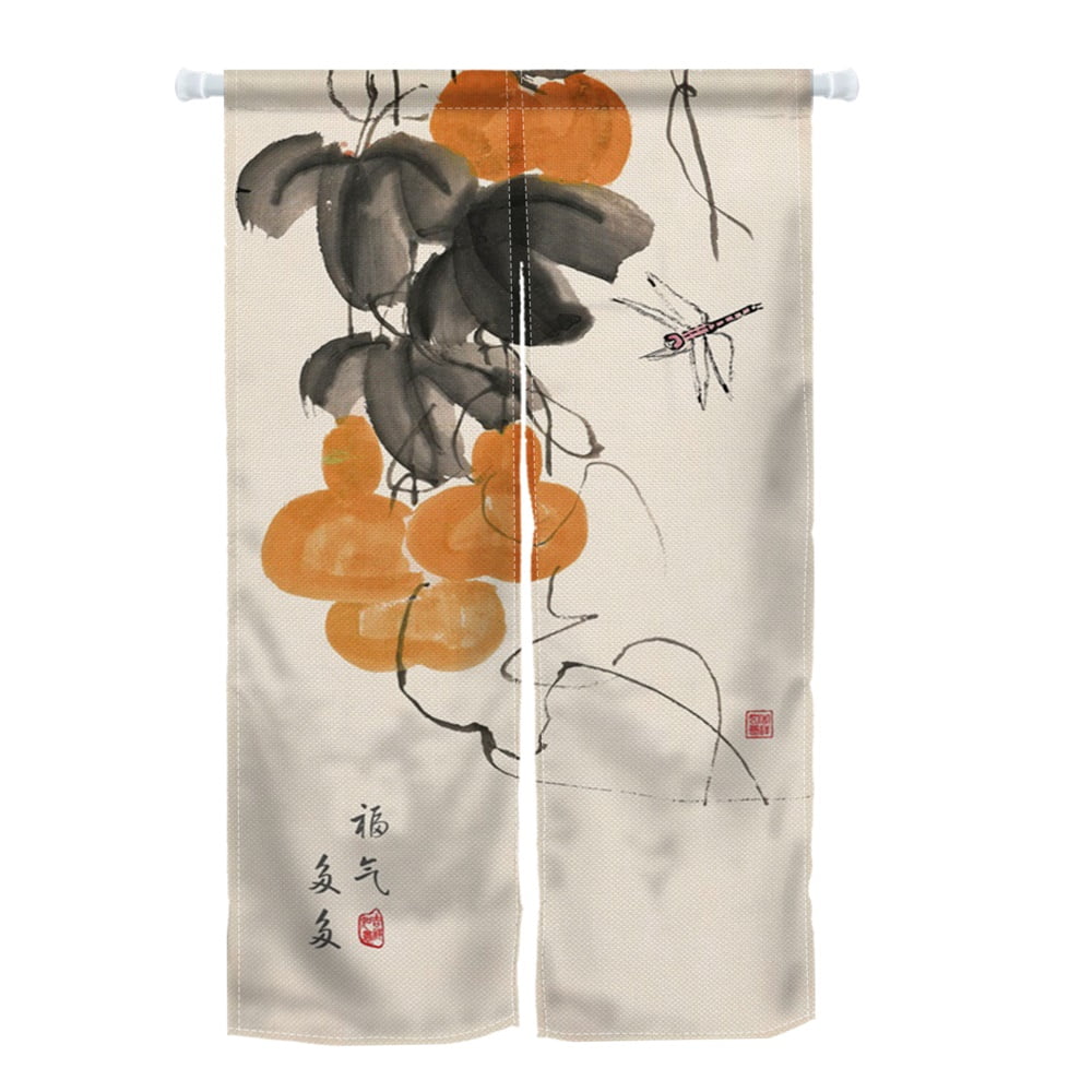 Japanese Split Door Curtain Lanturn Plant Linen Cotton Doorway Curtains ...