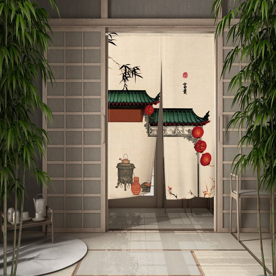 Japanese Split Hanging Door Curtain Koi Printed Fu Partition Kitchen ...