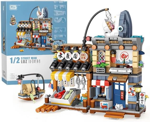 Japanese Street Scene Aquatic Products Store, Japanese building block ...