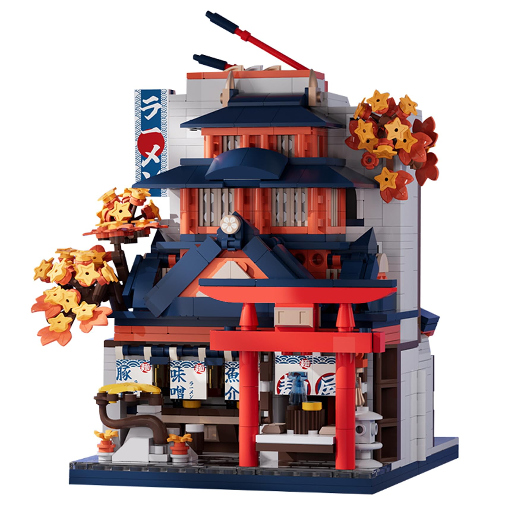 Japanese Street View Ramen Shop Mini Building Blocks, Creative City Architecture Model Set, 1083 ...