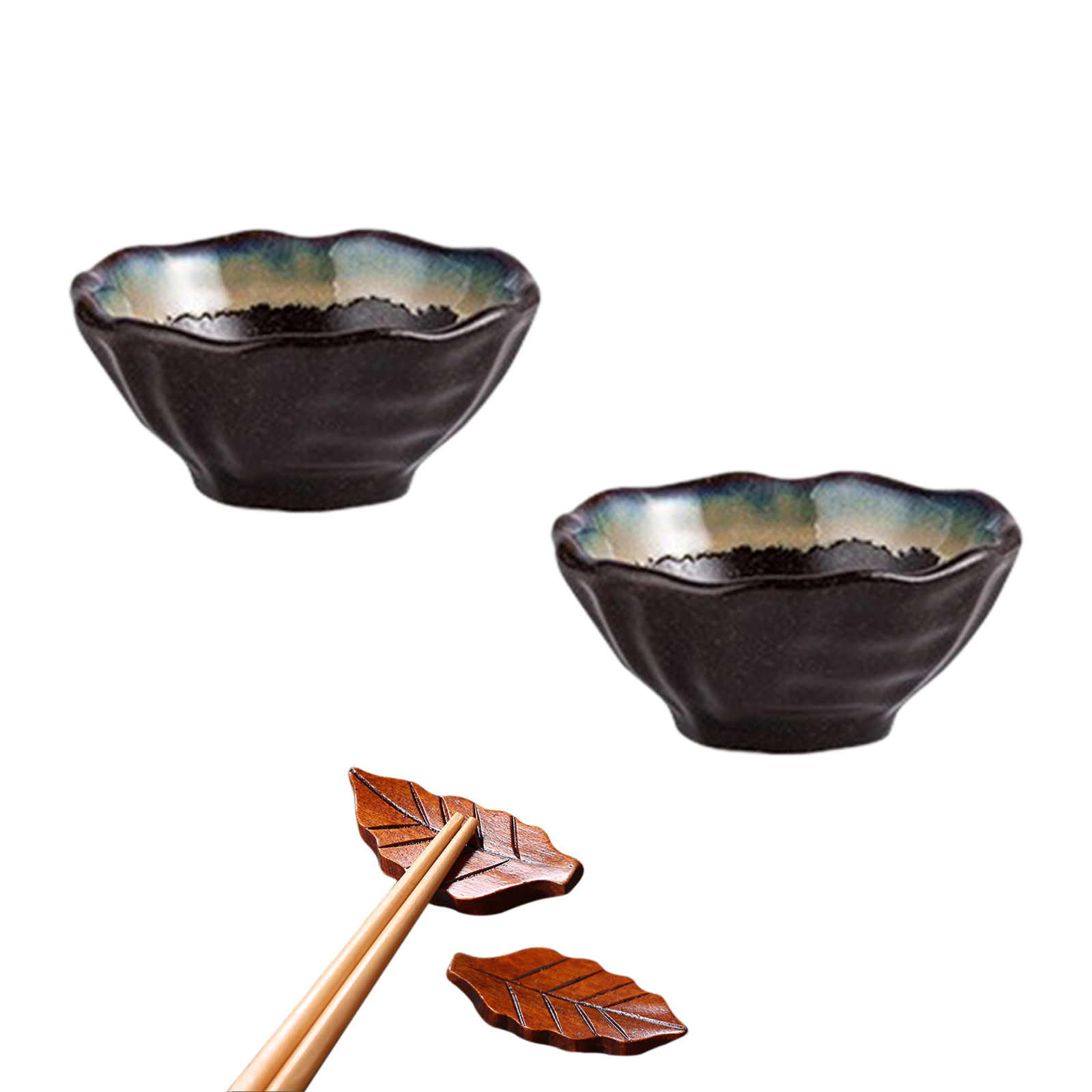 Japanese Style 2 Pack Sauce Dishes For Dipping, Flower Shape Sushi Soy ...