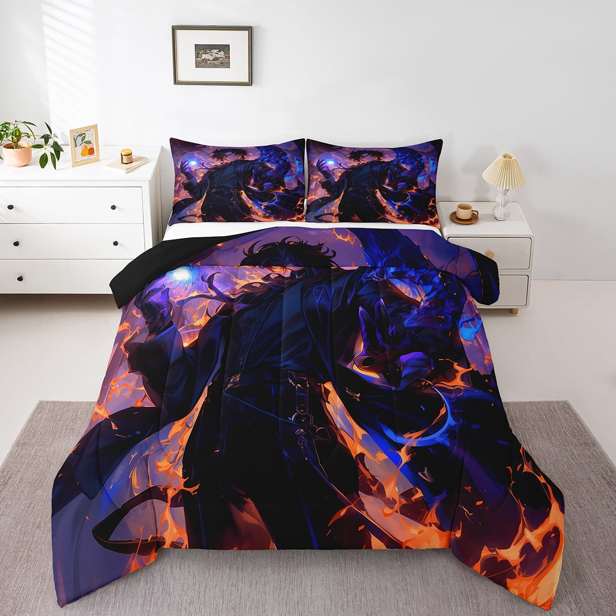 Japanese Style Anime Queen Bedding Set,Cool Magical 3D Anime Comforter ...