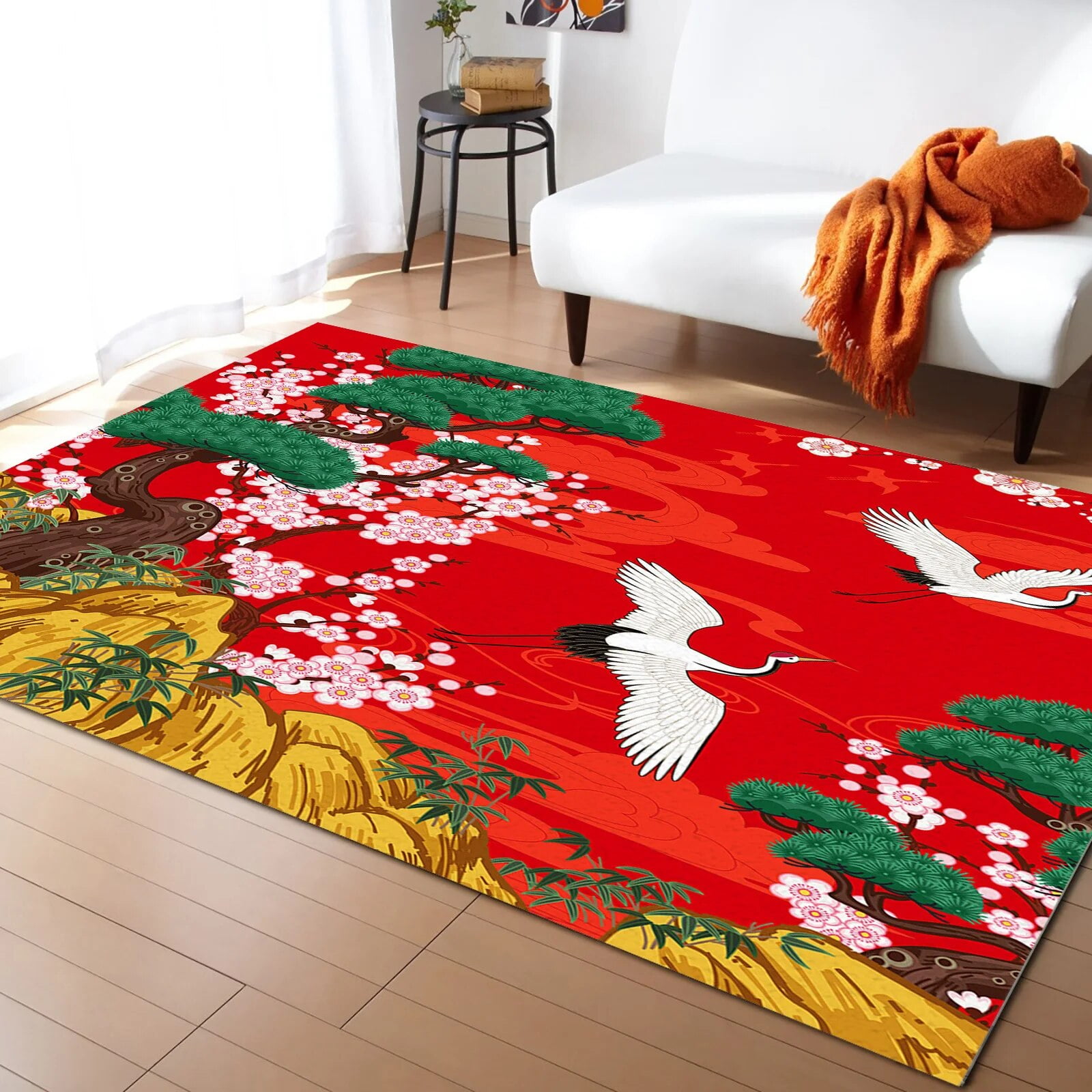 Japanese Style Auspicious Clouds Cranes Squirrels Carpet Area Rug Kids ...