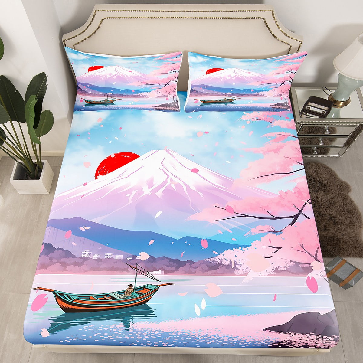Japanese Style Bed Sheets Japanese Cherry Blossoms Bedding Set Twin ...