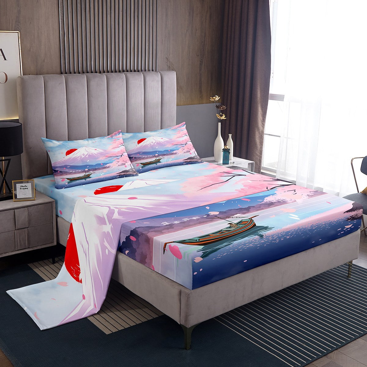 Japanese Style Bed Sheets Set Japanese Cherry Blossoms Sheets King ...