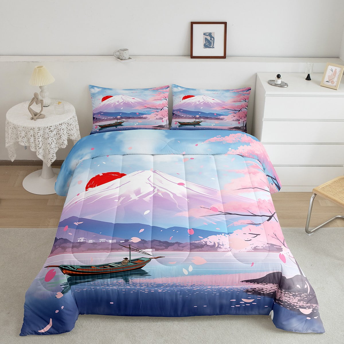 Japanese Style Bedding Comforter Sets Japanese Cherry Blossoms Bedding ...