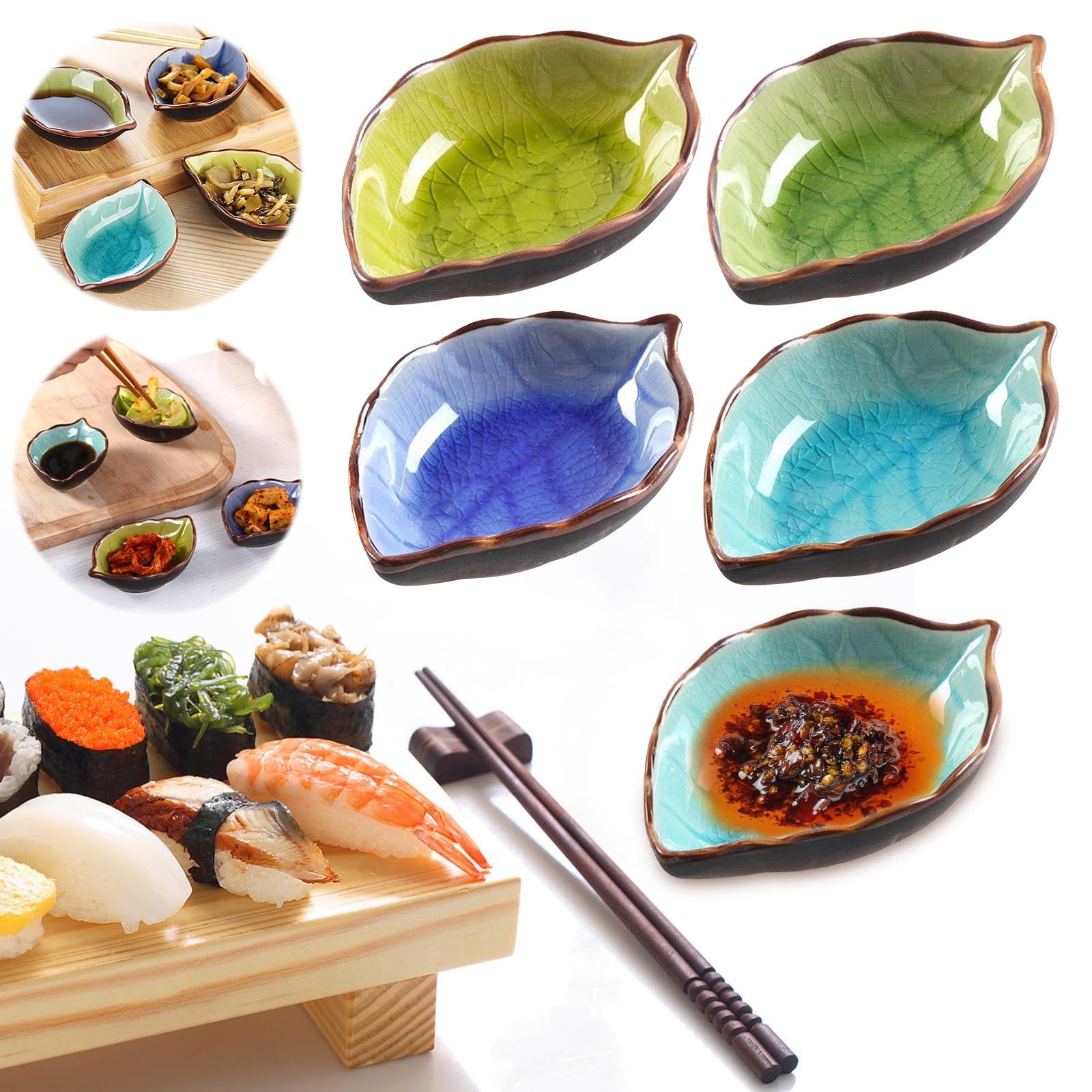 Japanese Style Ceramic Mini Dishes Set - Small Condiment Plates Dip ...
