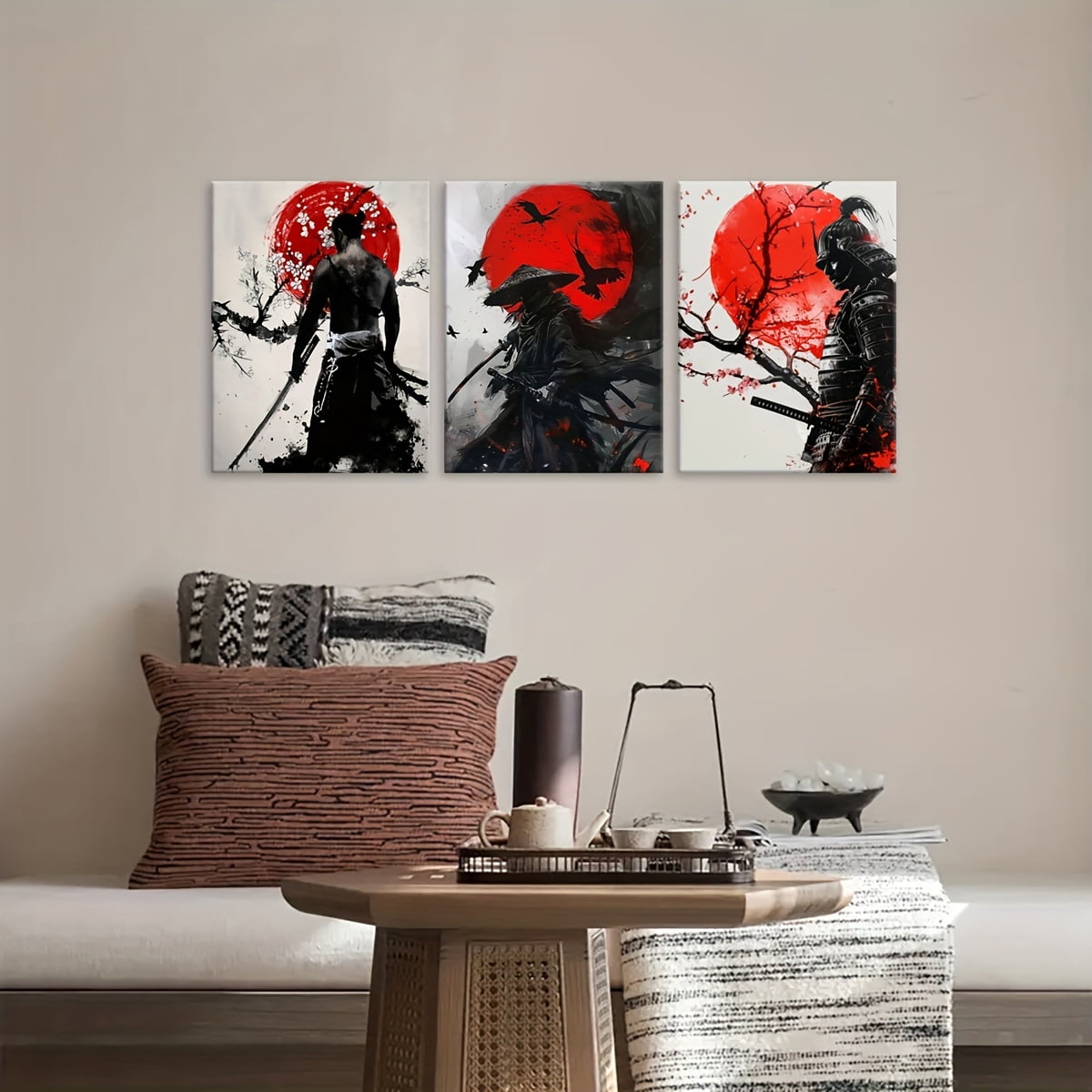 Japanese Style Cloak Samurai Poster, Cherry Tree Armor Samurai Ink ...
