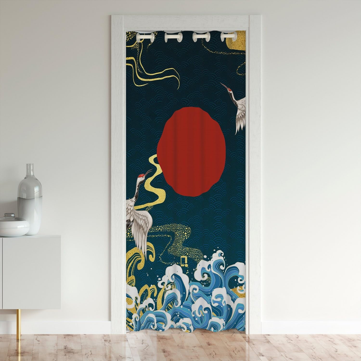 Japanese Style Crane Floral Botanical Door Curtains Closet Nor for ...