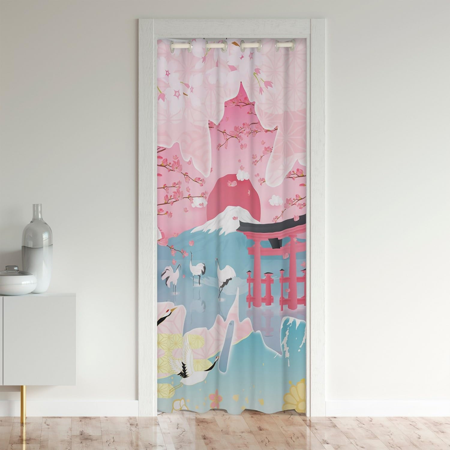 Japanese Style Crane Floral Botanical Door Curtains Closet Nor for ...