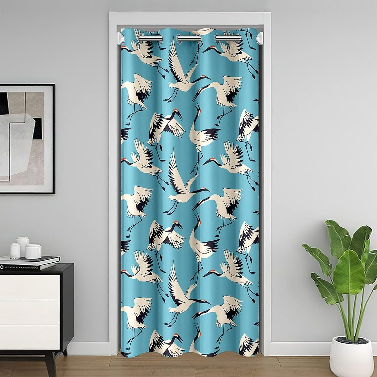 Japanese Style Crane Floral Botanical Door Curtains Closet Nor for ...