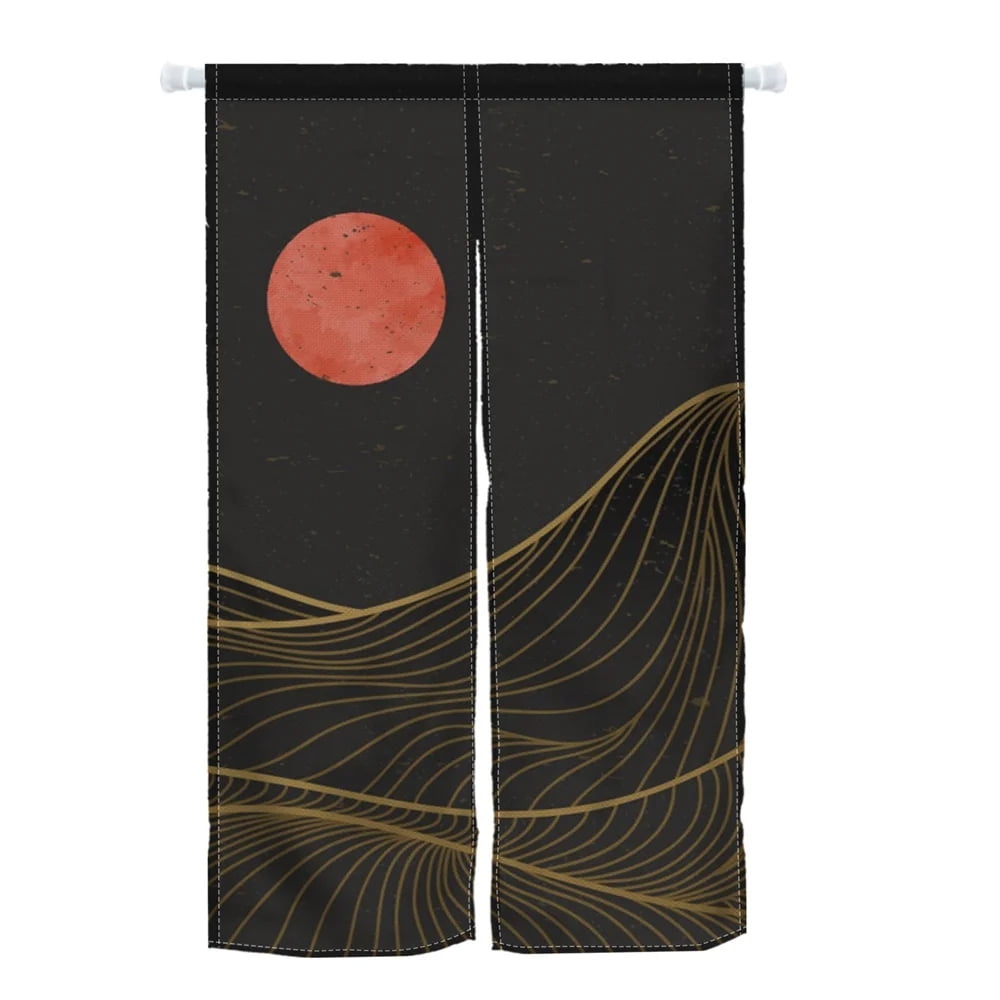 Japanese Style Door Curtains Golden Line Mountain Sun Modern Noren ...