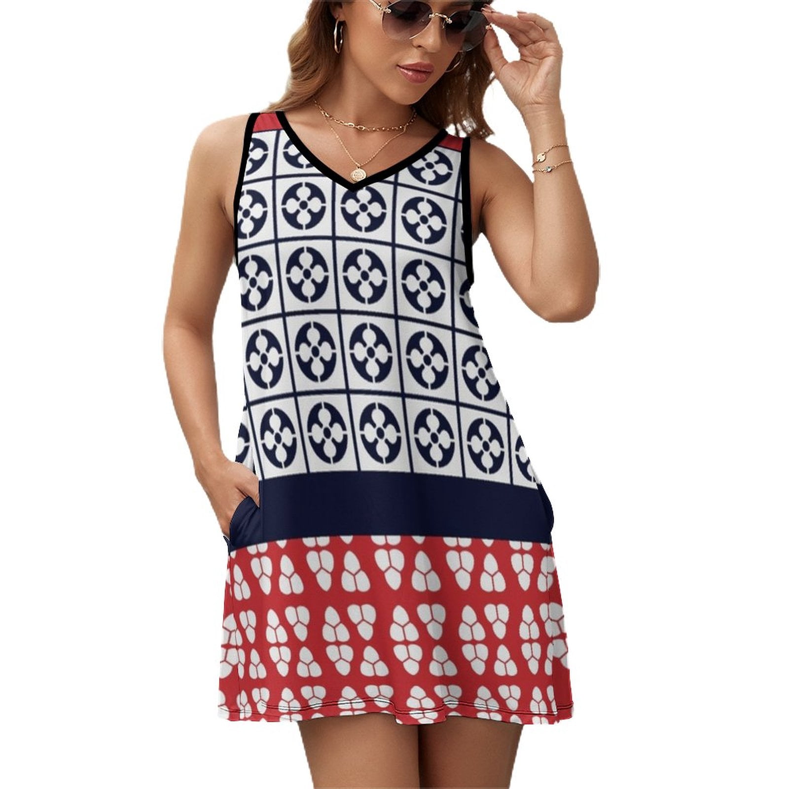 Japanese Style Ethnic Quilt Blue And Red Evening Party Dresses Midi ...