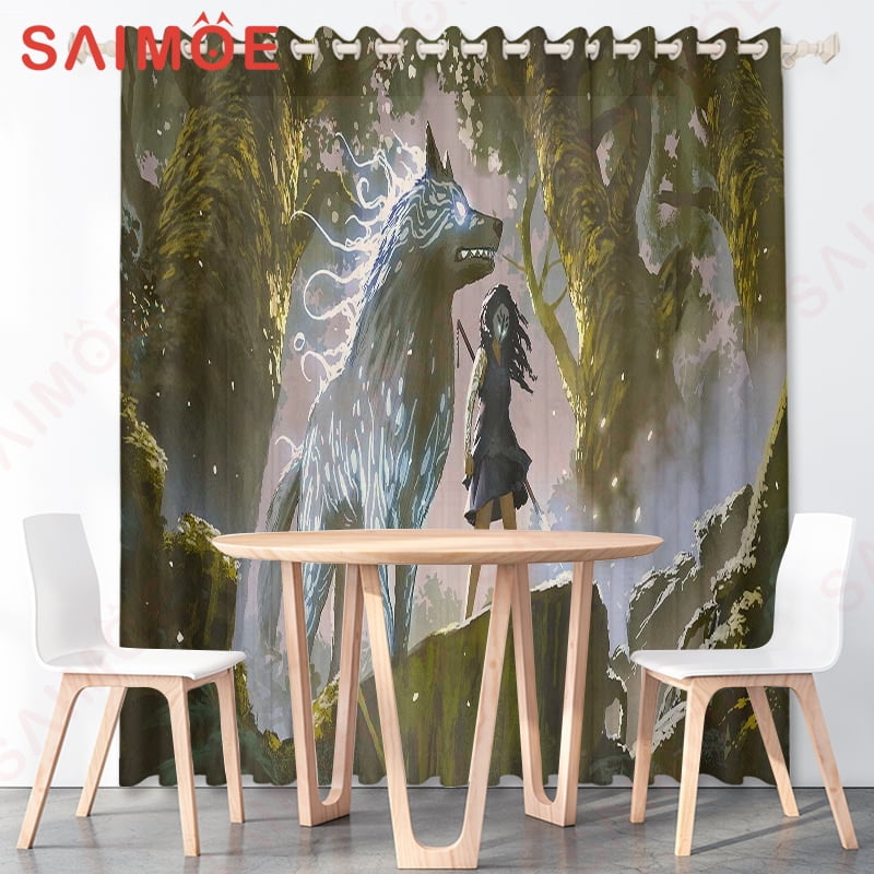 Japanese Style Fan Tree Plant Landscape Curtain Solid Color Background ...
