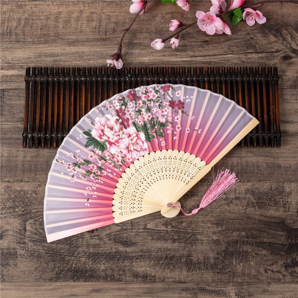 Japanese Style Folding Fan, Cherry Blossom Design, Perfect For Kimono ...