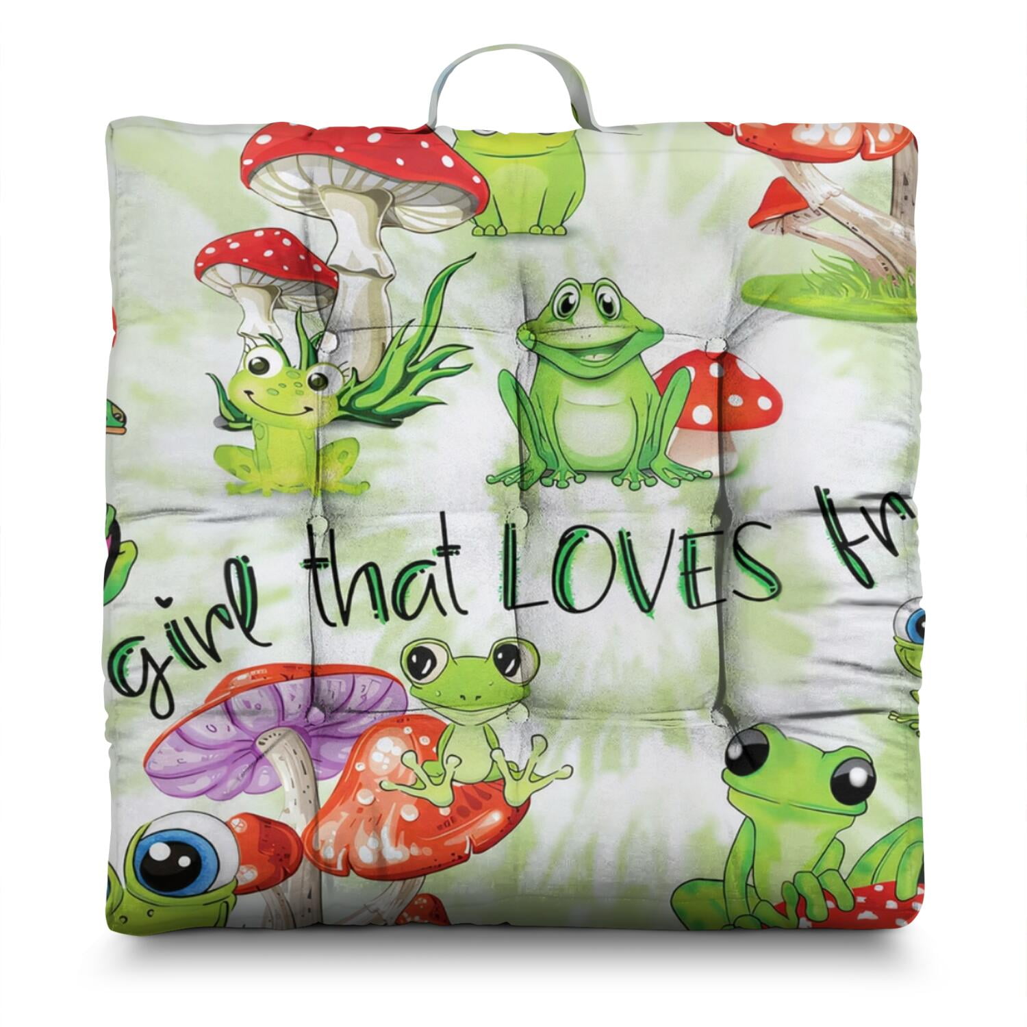 Japanese-Style Frog Print Zabuton Cushion - Oversized Floor Seating Pad ...