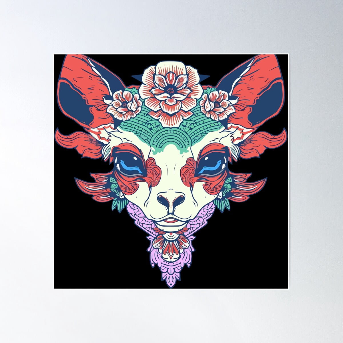 Japanese Style Giraffe Poster Wall Art, Modern Wall Decor For Living ...