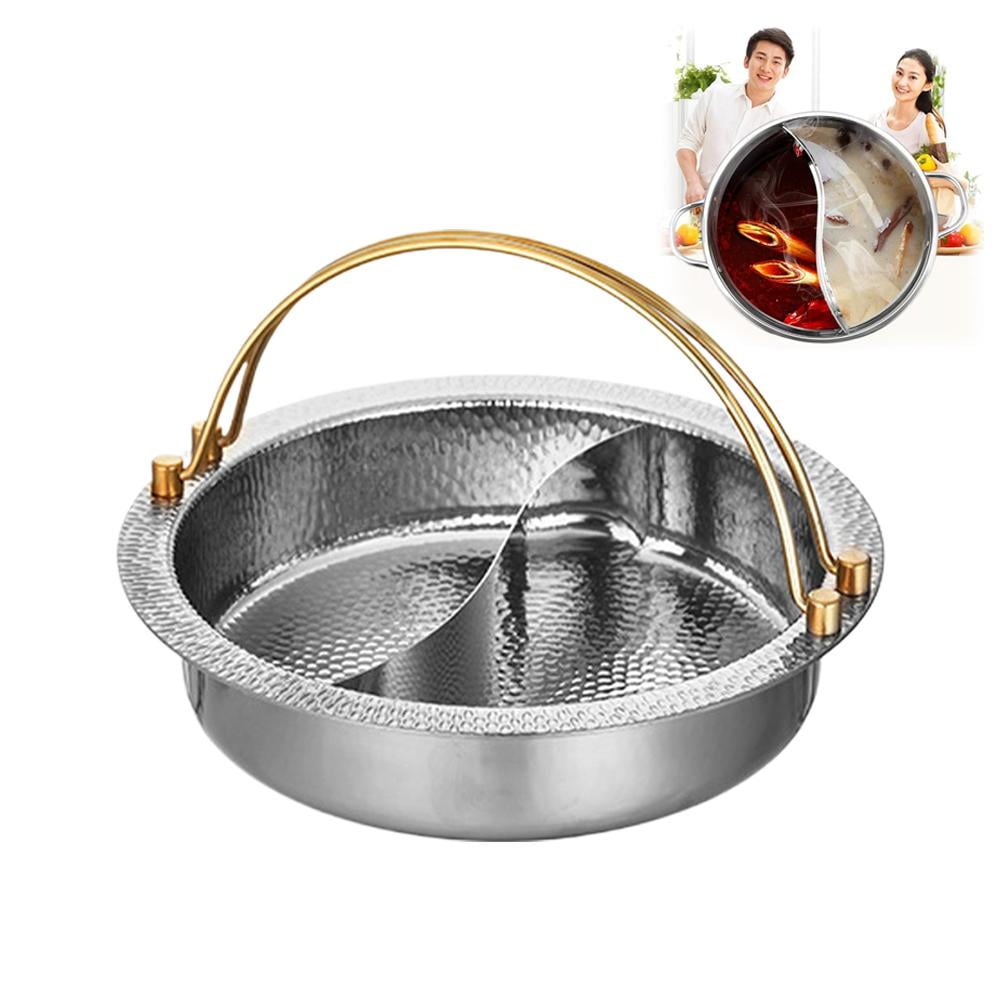 Japanese Style Hand Hammer Shabu Shabu Hot Pot 304 Stainless Steel Sukiyaki Tetsu Nabe Pot with ...
