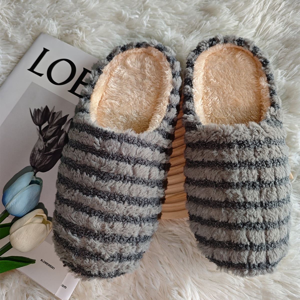 Japanese Style House Slippers, Quiet Soft Sole, Non-Slip, Warm, Unisex ...
