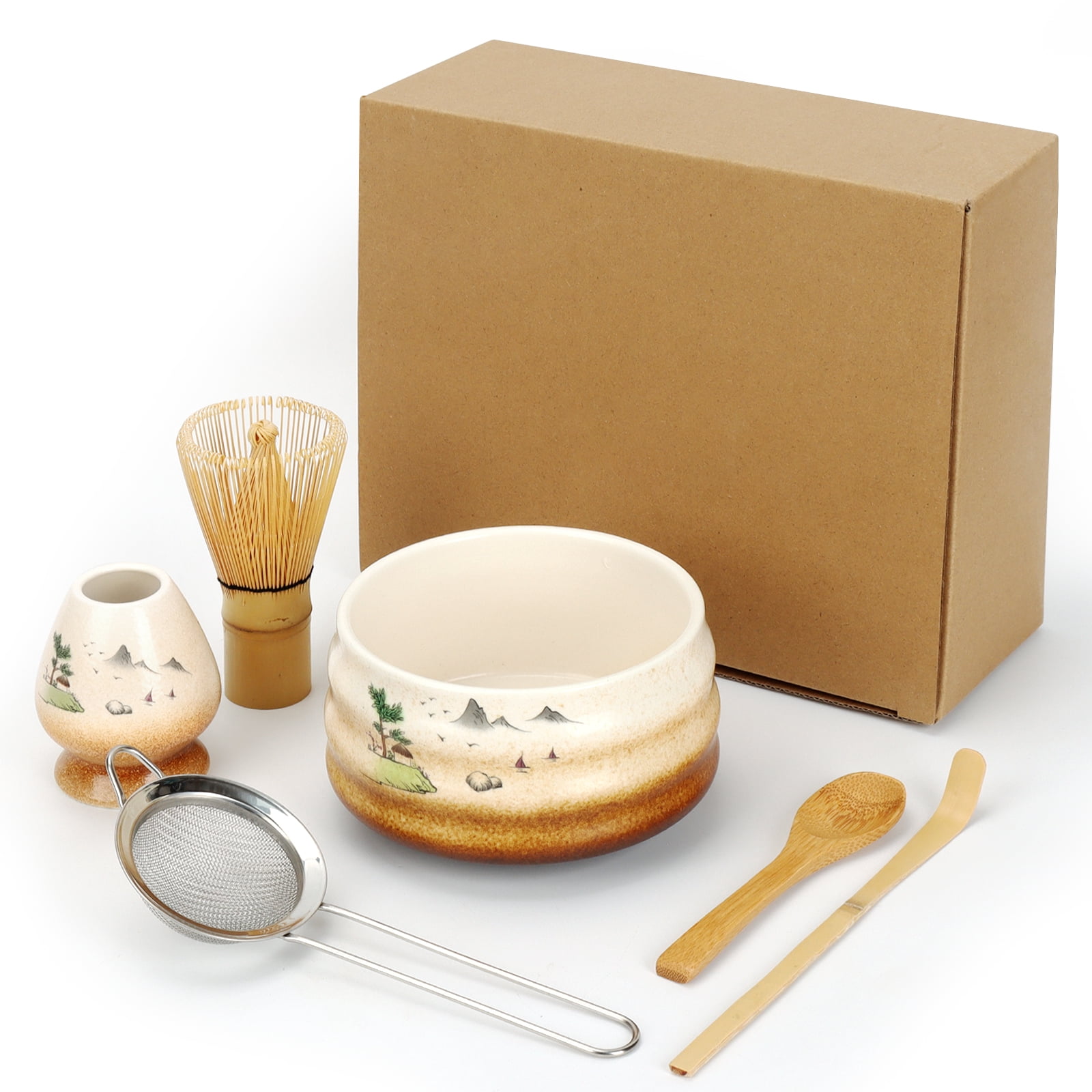 Japanese Style Matcha Tool Set - Bamboo & Ceramic Tea Ceremony Kit ...