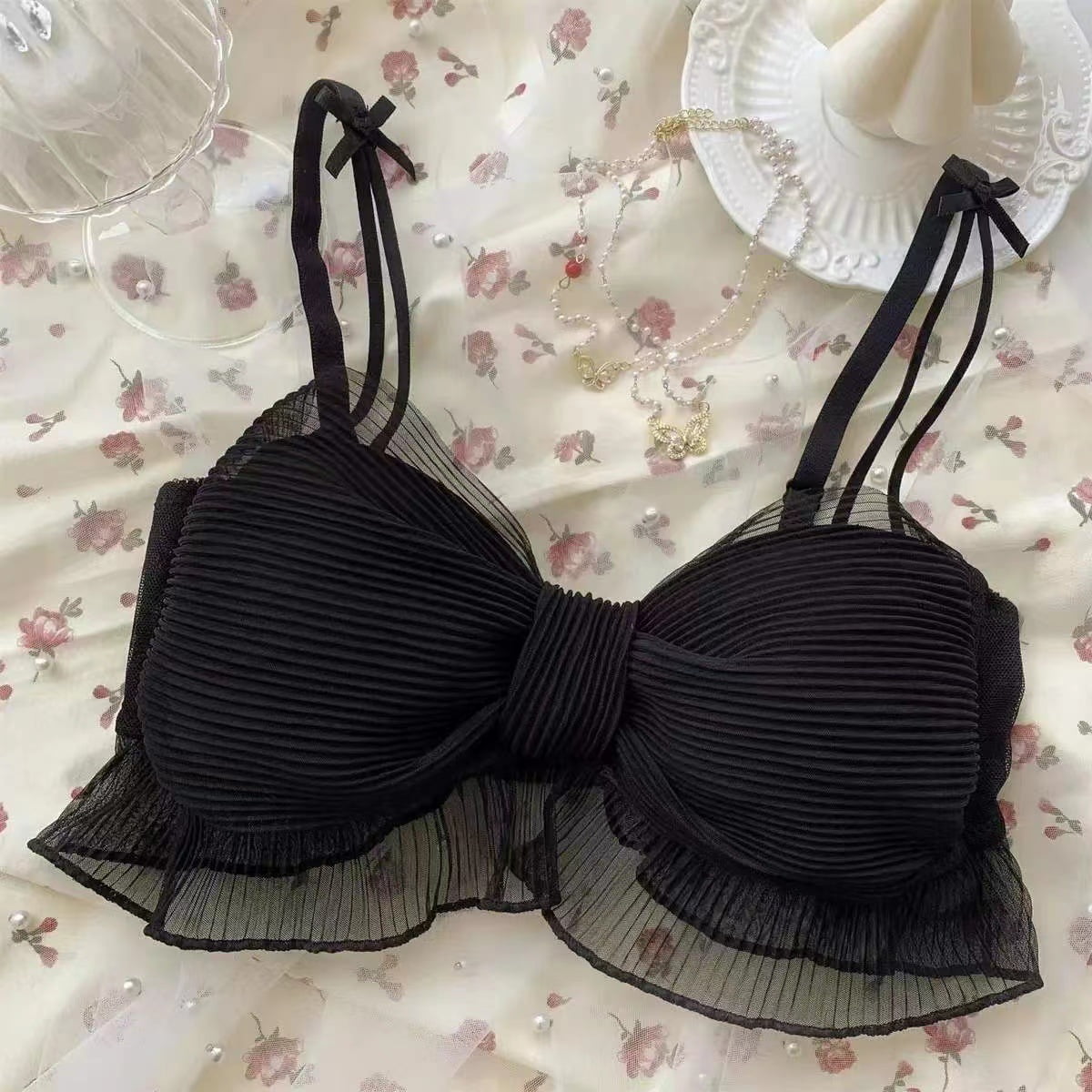 Japanese Style Mesh Lace Girls' Bra Set Sexy Temptation Mesh Simple ...