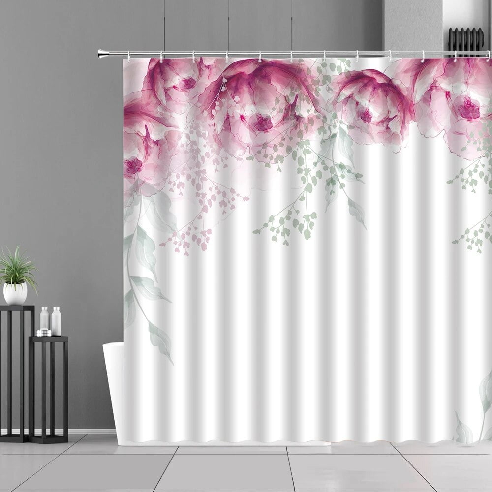 Japanese Style Mount Fuji Pink Cherry Blossom Petal Shower Curtain ...