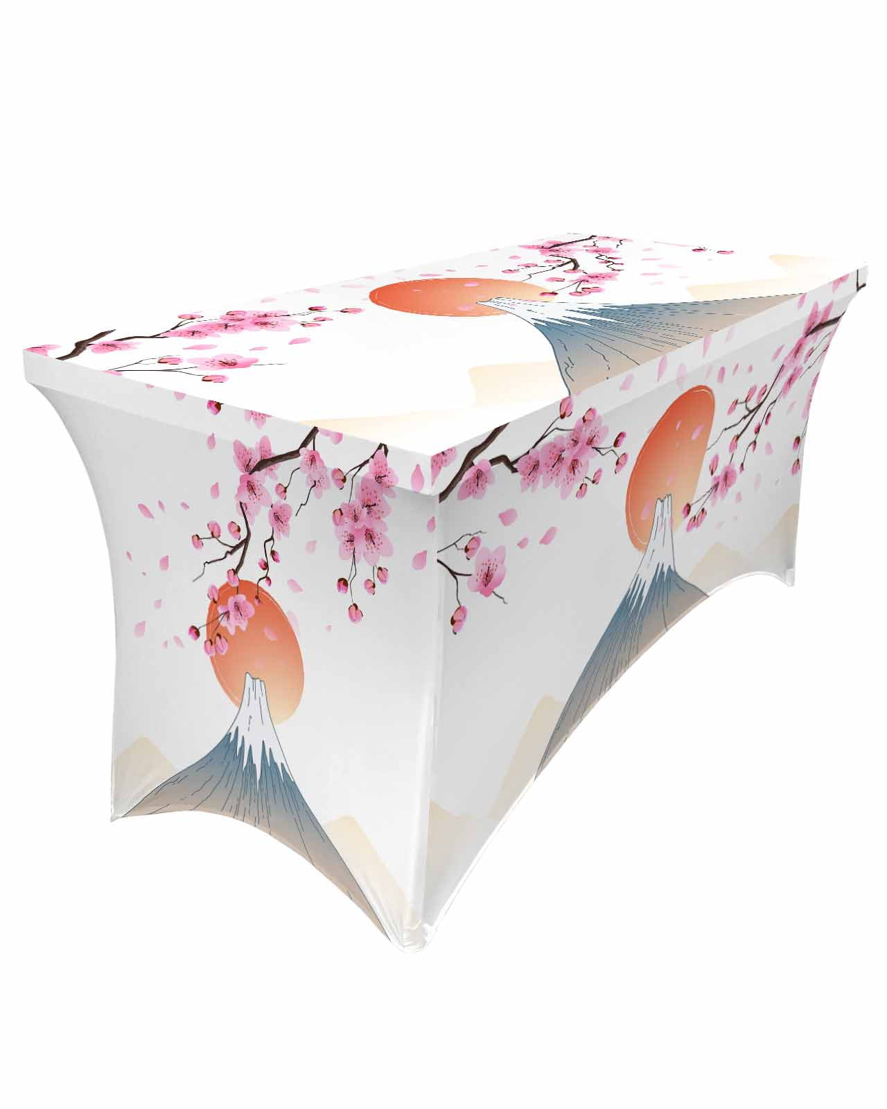 Japanese Style Mt. Fuji Sakura Cherry Blossom Elastic Table Skirt ...