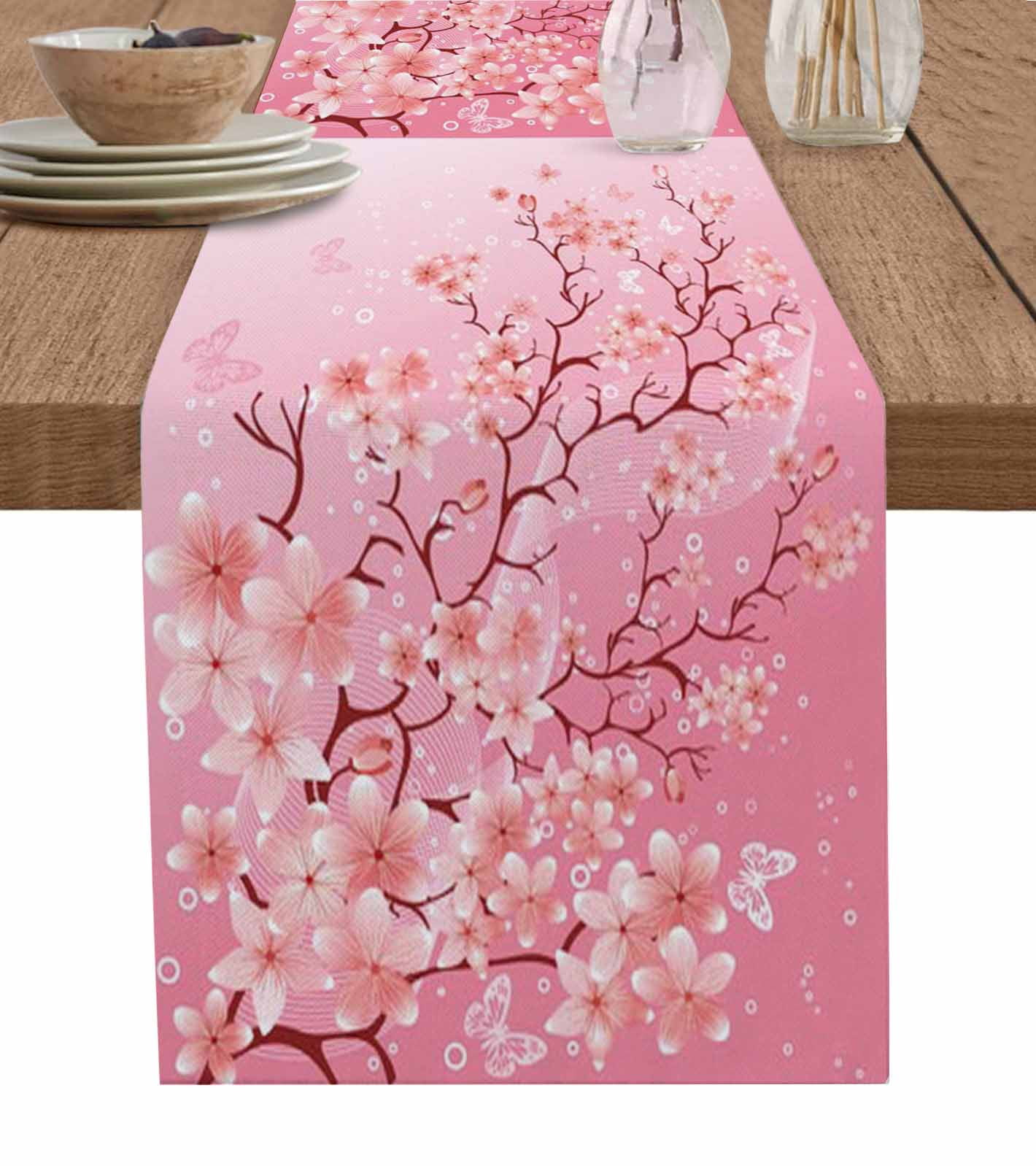 Japanese Style Mt. Fuji Sakura Table Runner Wedding ration Cotton Linen ...