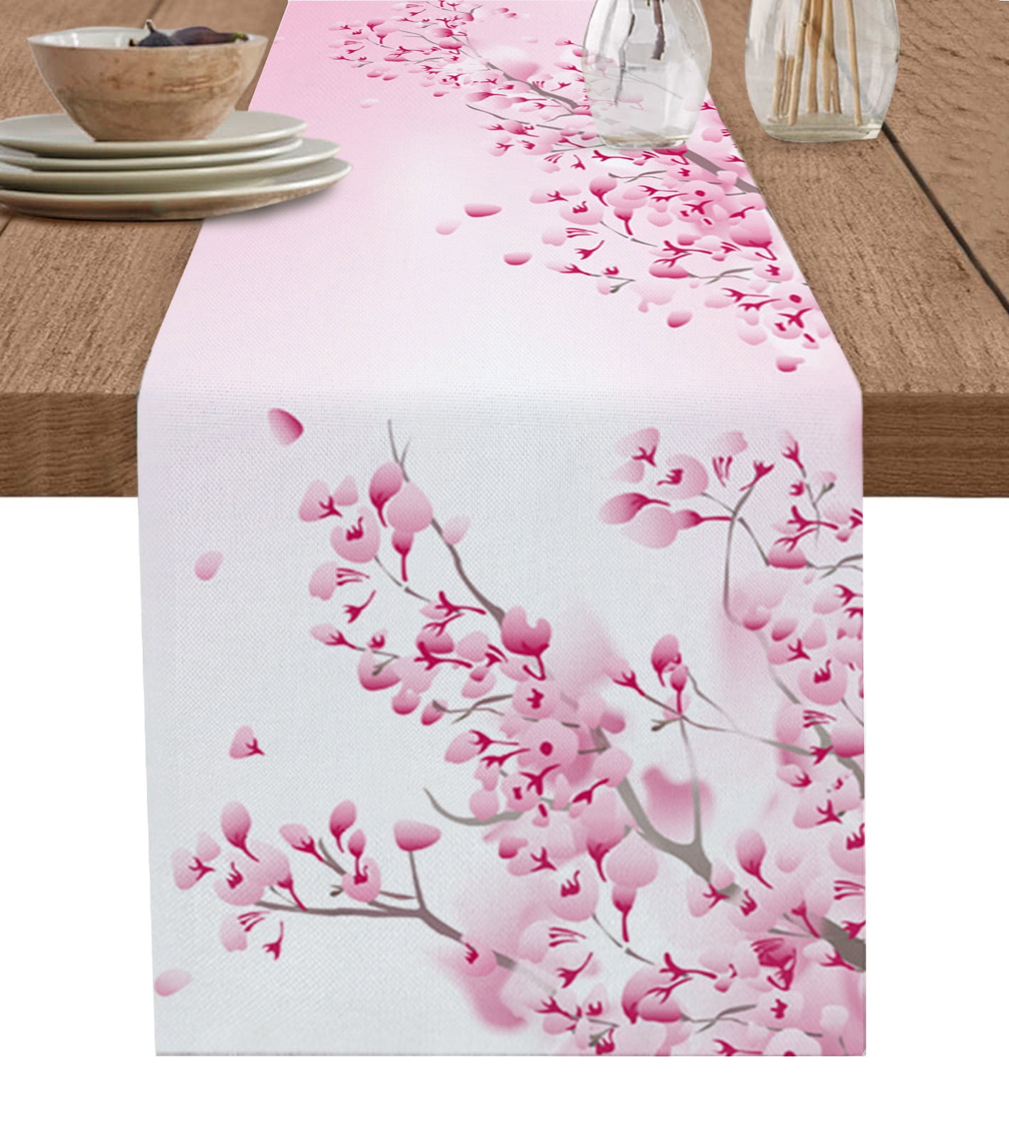 Japanese Style Mt. Fuji Sakura Table Runner Wedding ration Cotton Linen ...