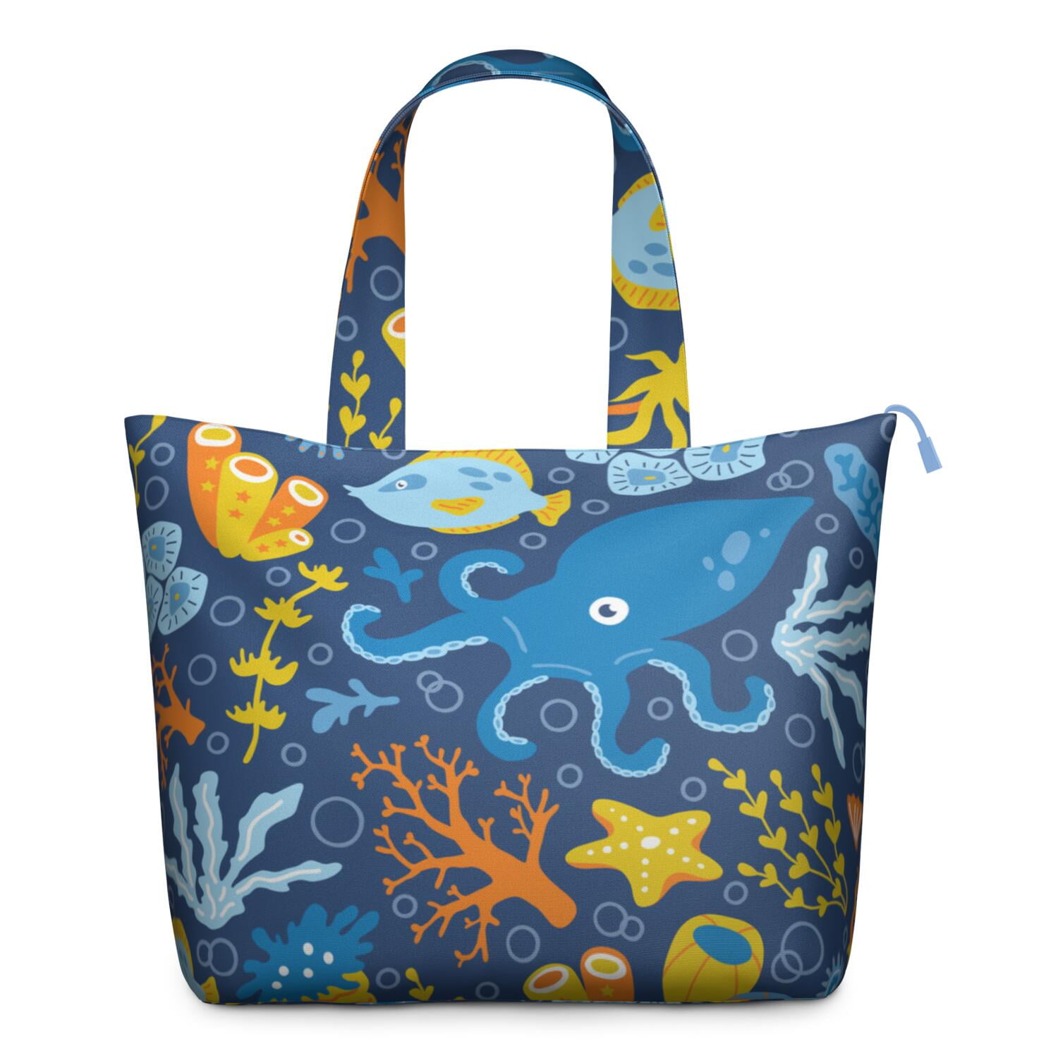 Japanese-Style Octopus Watercolor Tote Bag - Large Capacity Travel Bag ...