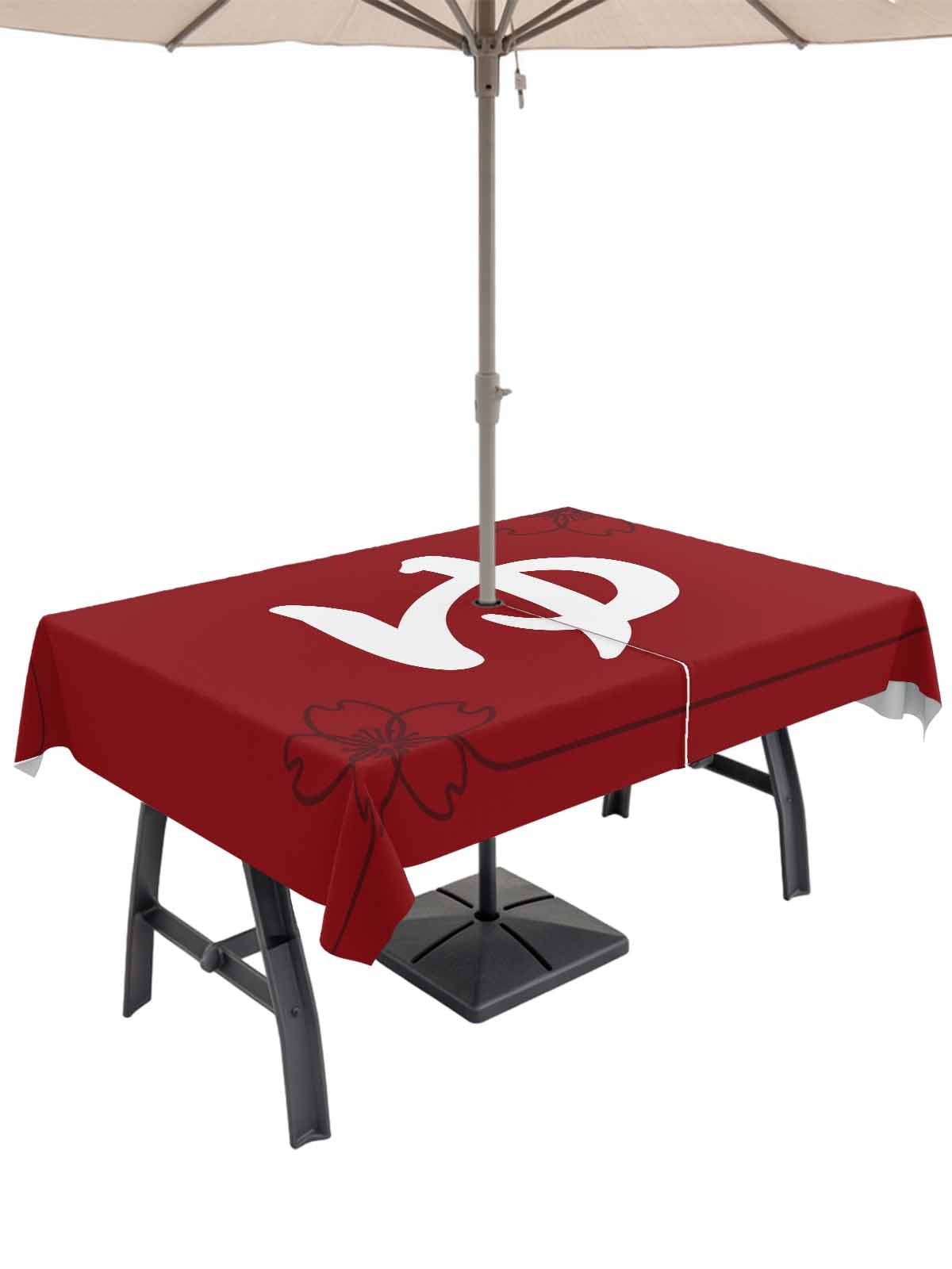 Japanese Style Rectangle Outdoor Tablecloth with Umbrella Hole Cherry ...