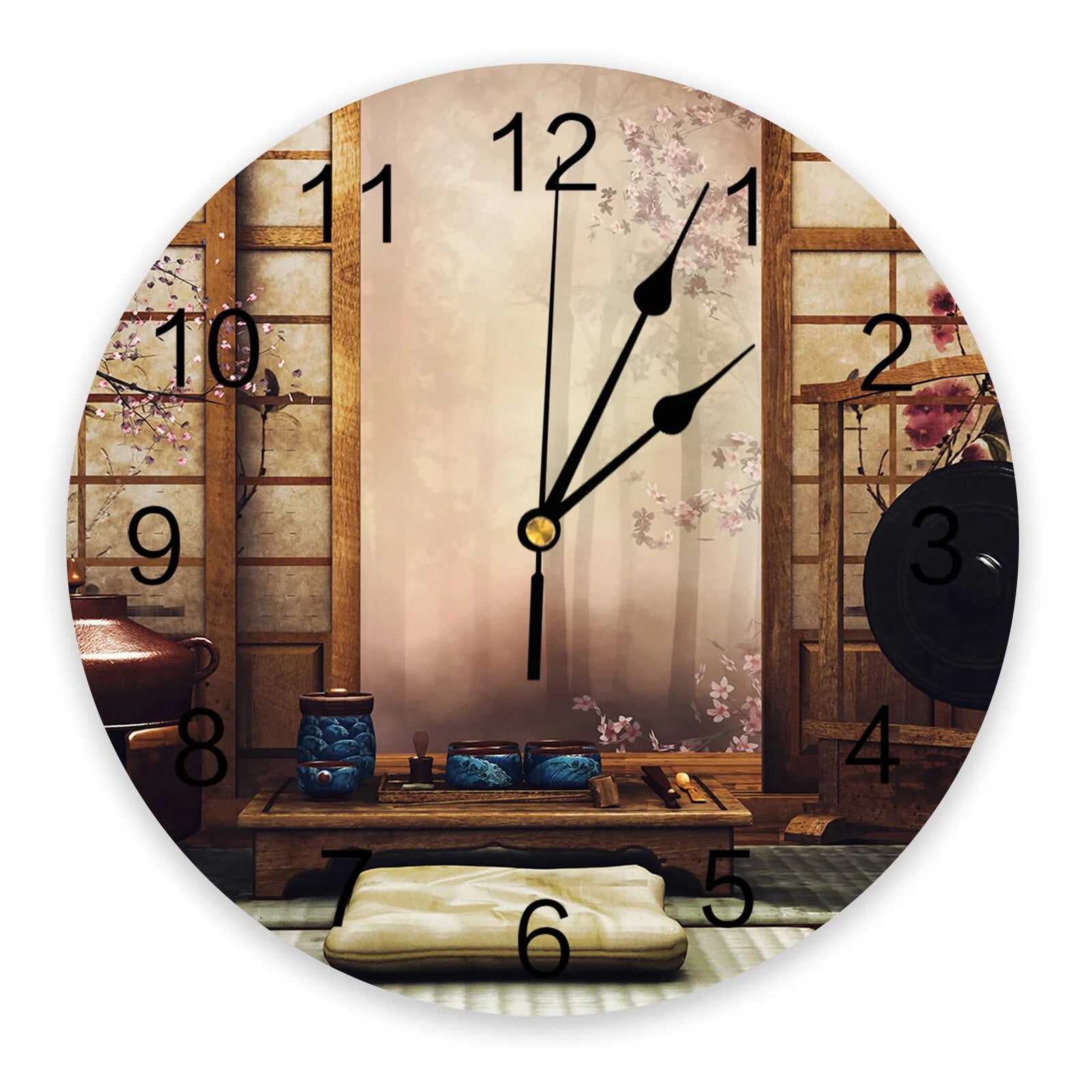 Japanese Style Rooms Door Flower Clocks Wall Home Decor Modern Kitchen ...