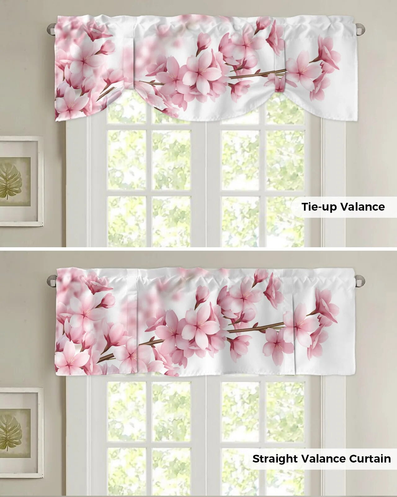 Japanese Style Sakura Kitchen Curtains Balcony Adjustable Blinds Small ...