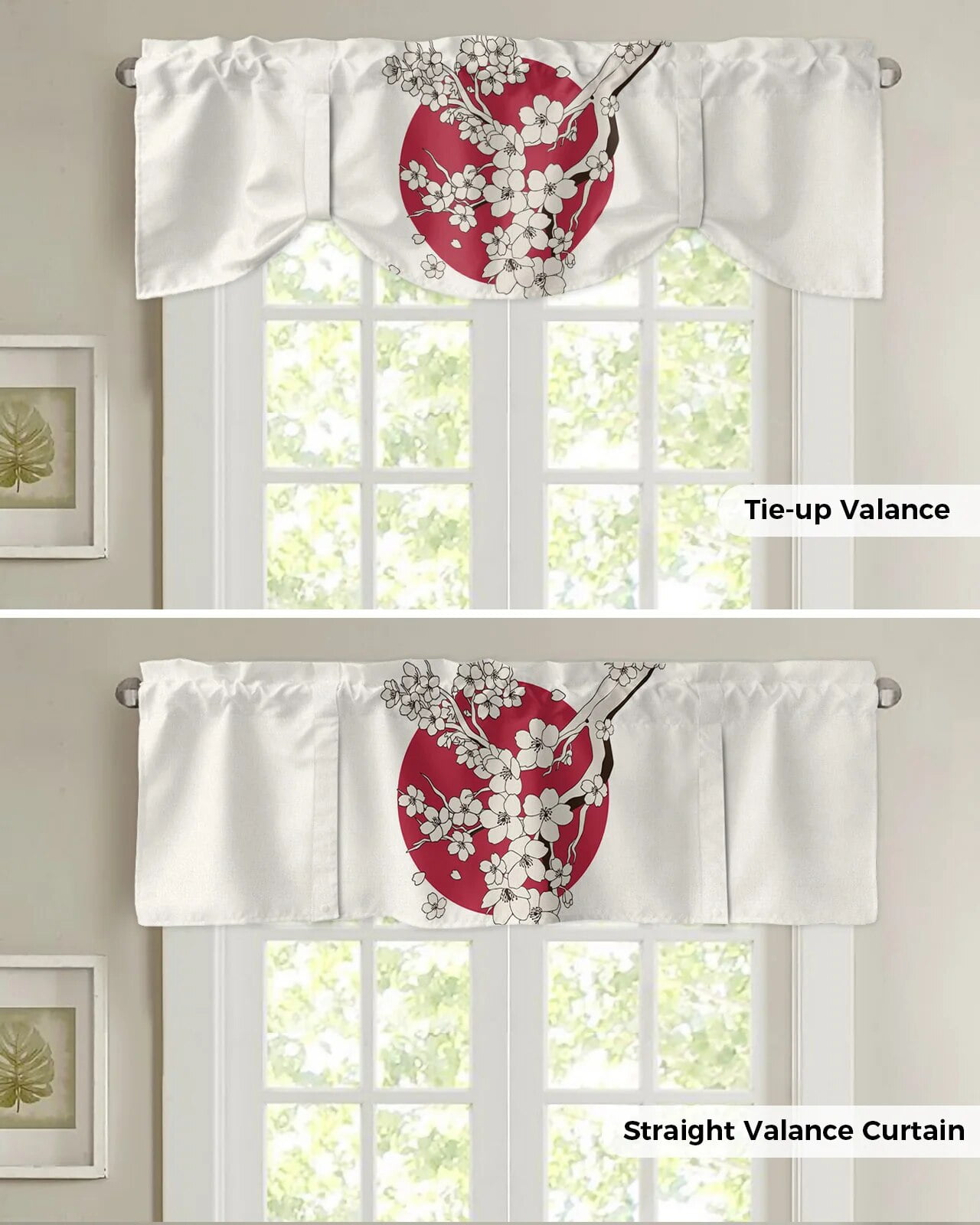Japanese Style Sakura Kitchen Curtains Balcony Adjustable Roman Blinds ...