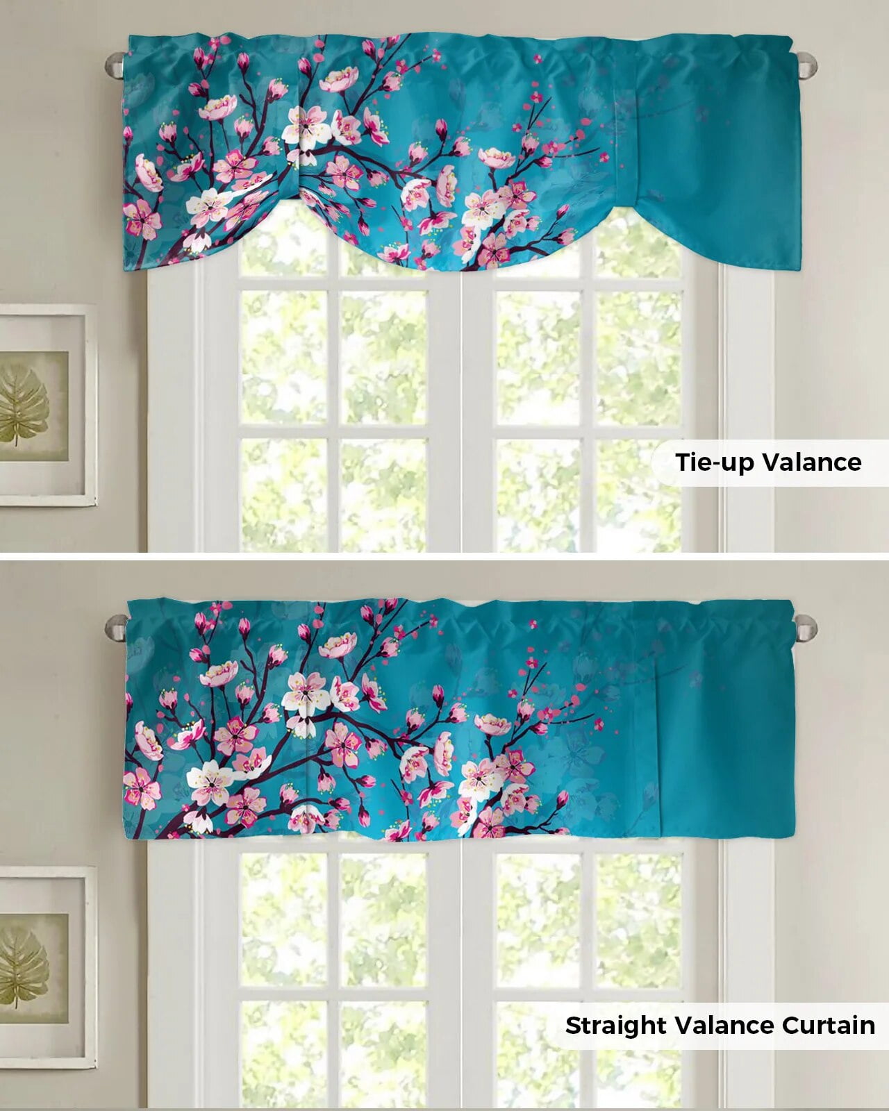 Japanese Style Sakura Kitchen Curtains Balcony Adjustable Roman Blinds ...