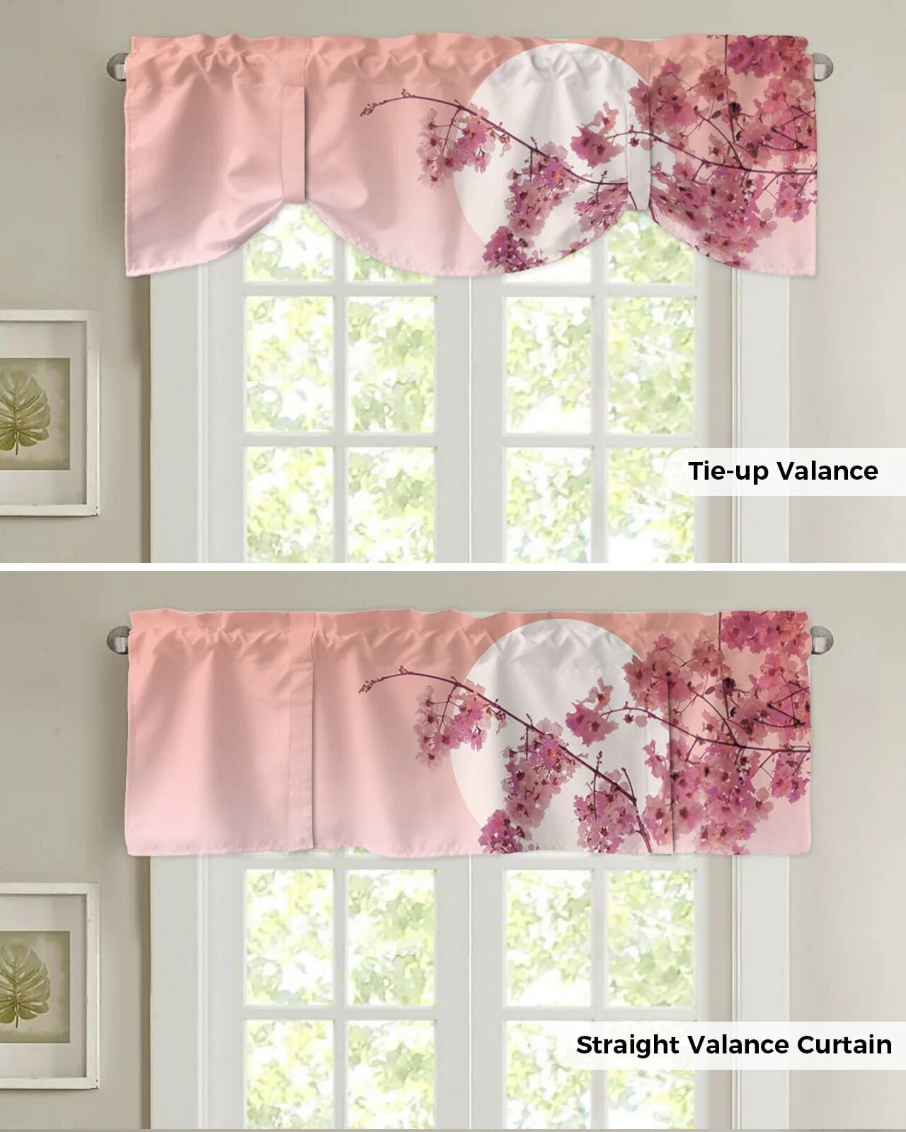 Japanese Style Sakura Kitchen Curtains Balcony Adjustable Roman Blinds ...