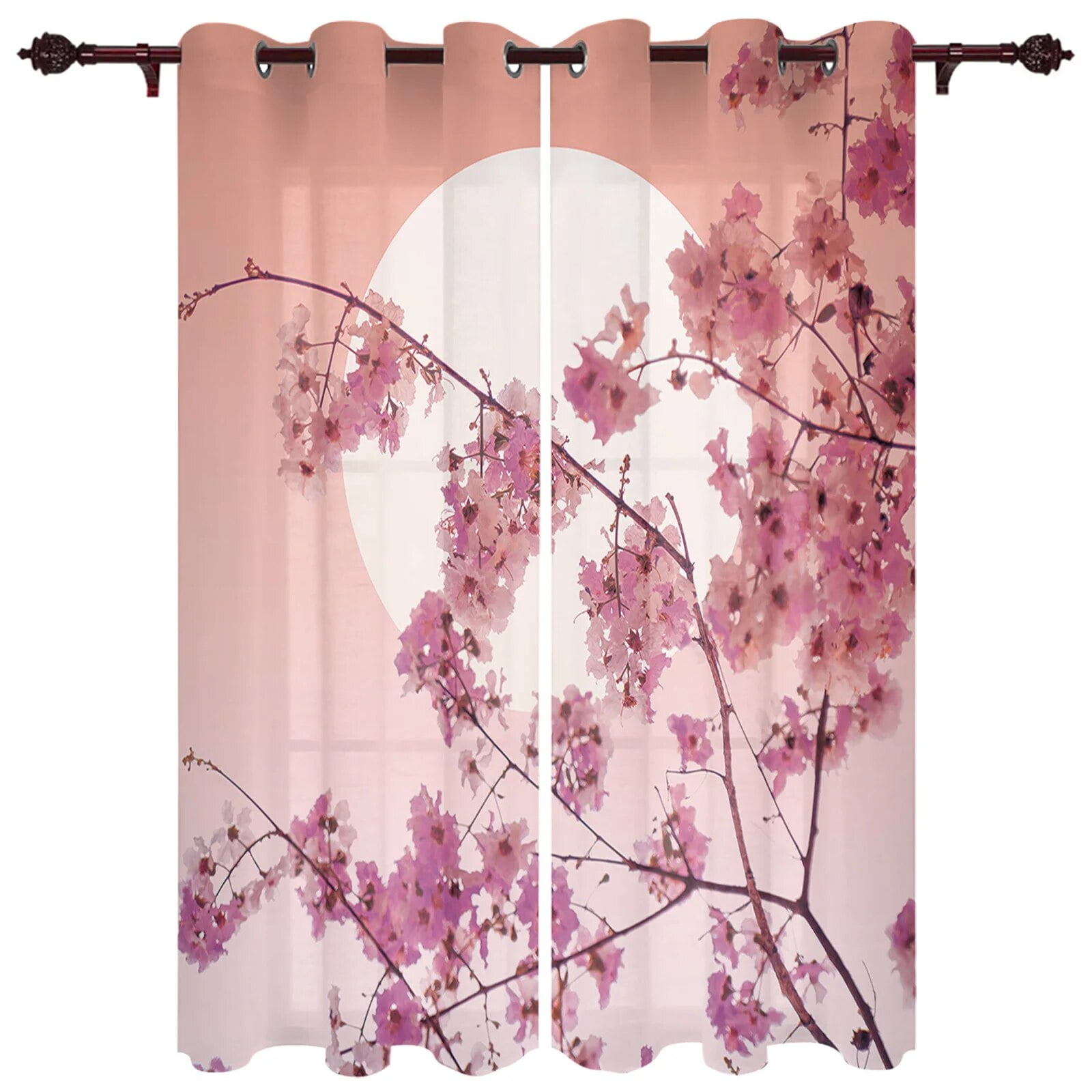 Japanese Style Sakura Modern Window Curtains for Living Room Bedroom ...