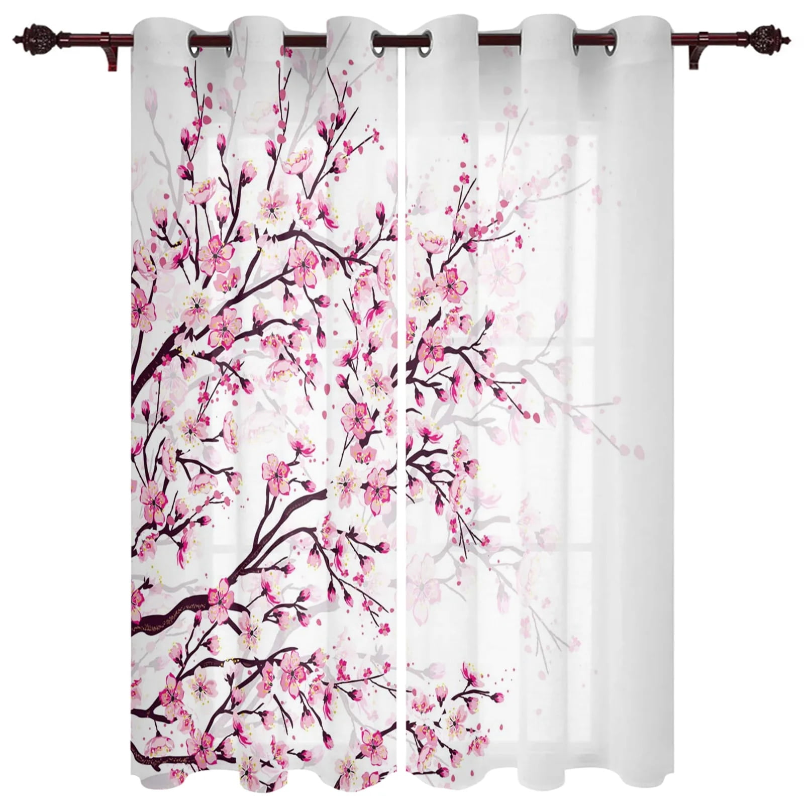 Japanese Style Sakura Modern Window Curtains for Living Room Bedroom ...