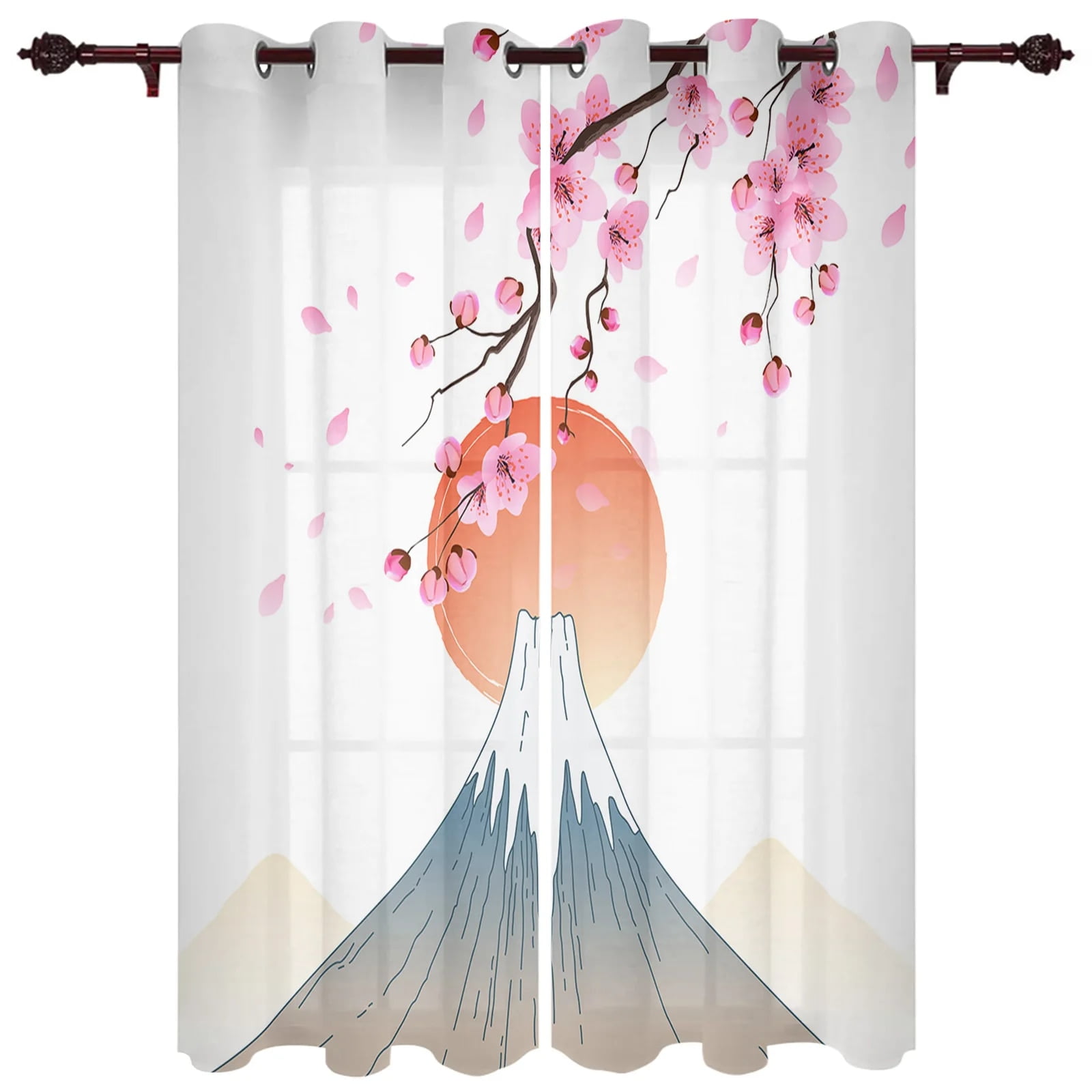 Japanese Style Sakura Modern Window Curtains for Living Room Bedroom ...
