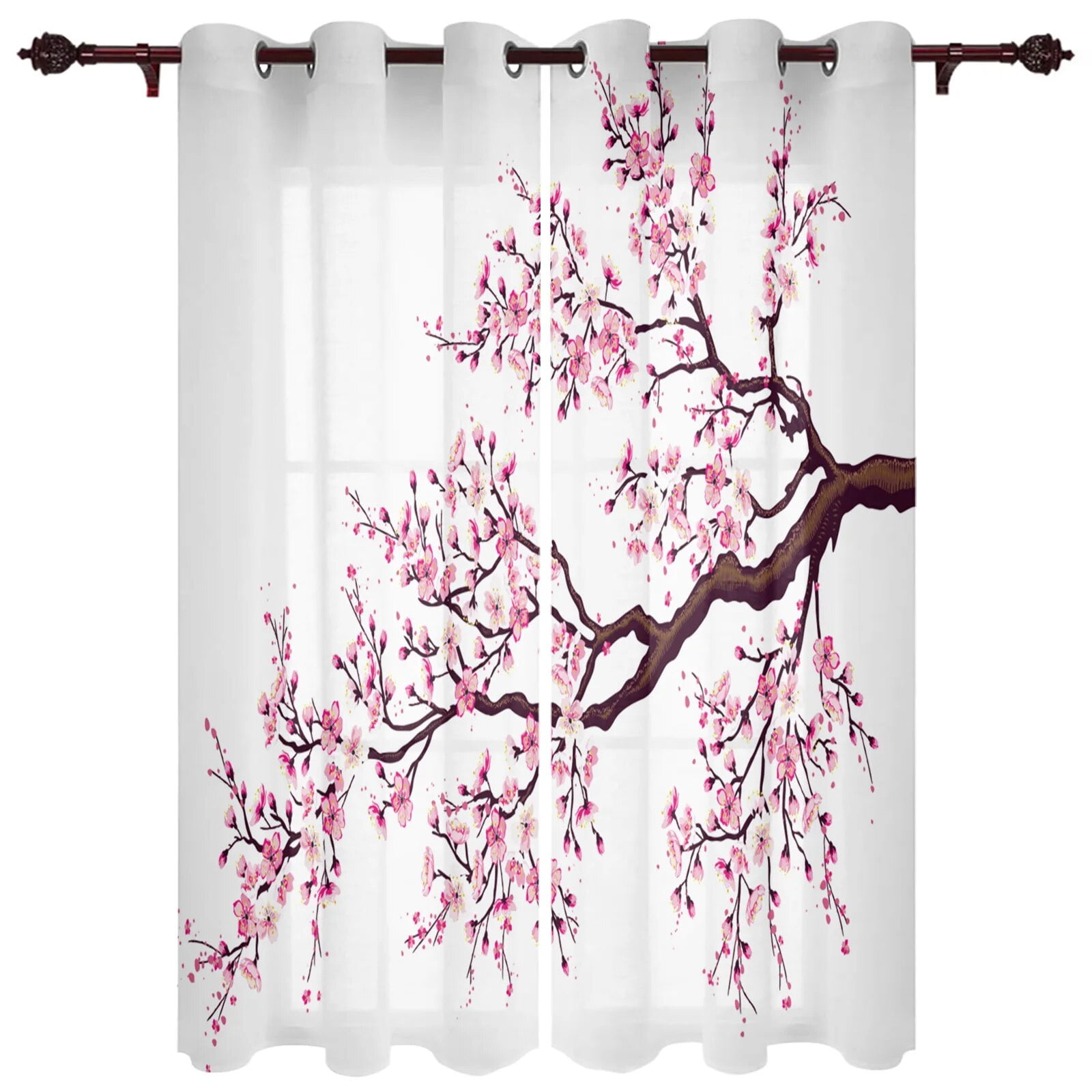 Japanese Style Sakura Modern Window Curtains for Living Room Bedroom ...